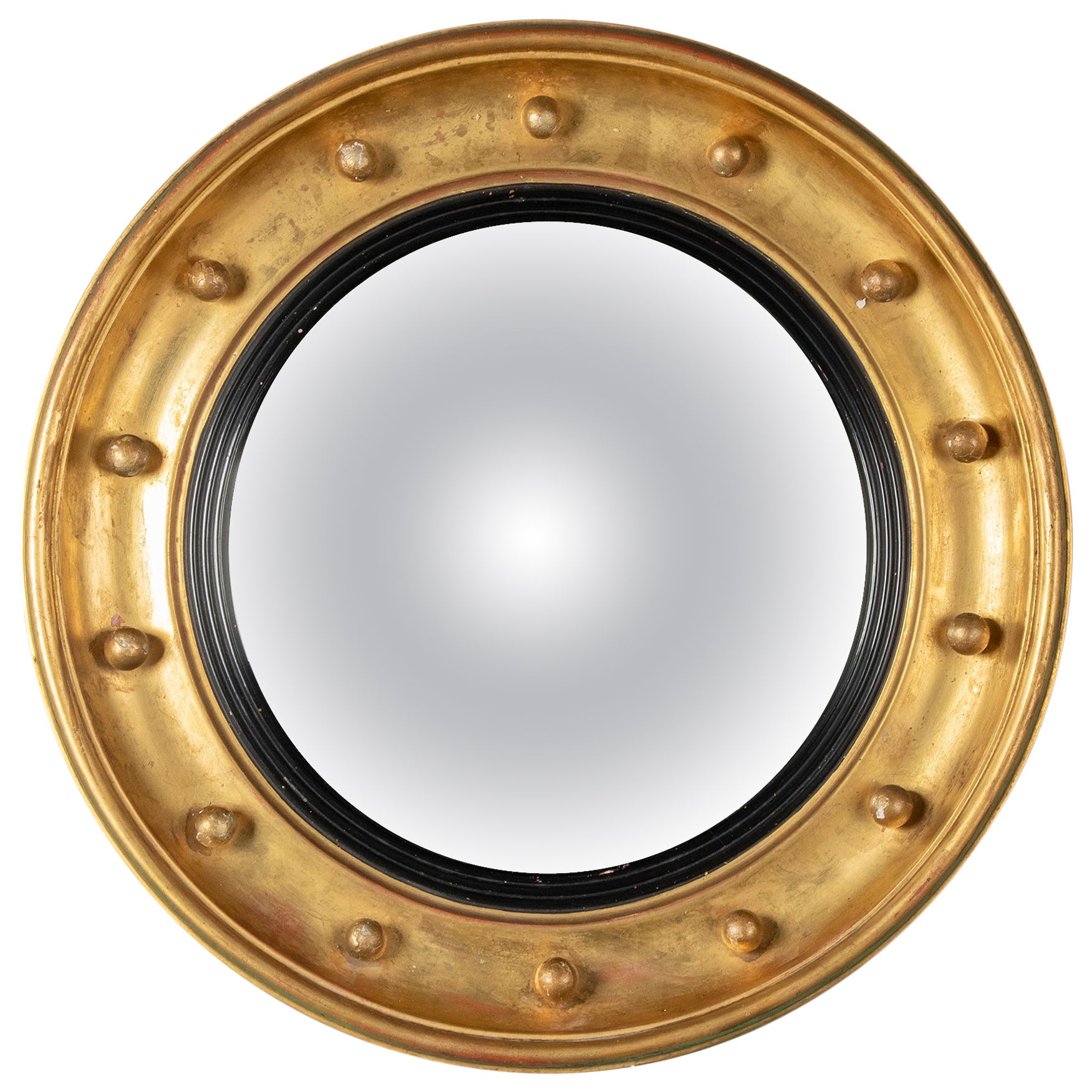 19th Century Boston Gilt Convex Mirror Labeled William Balch For Sale ...