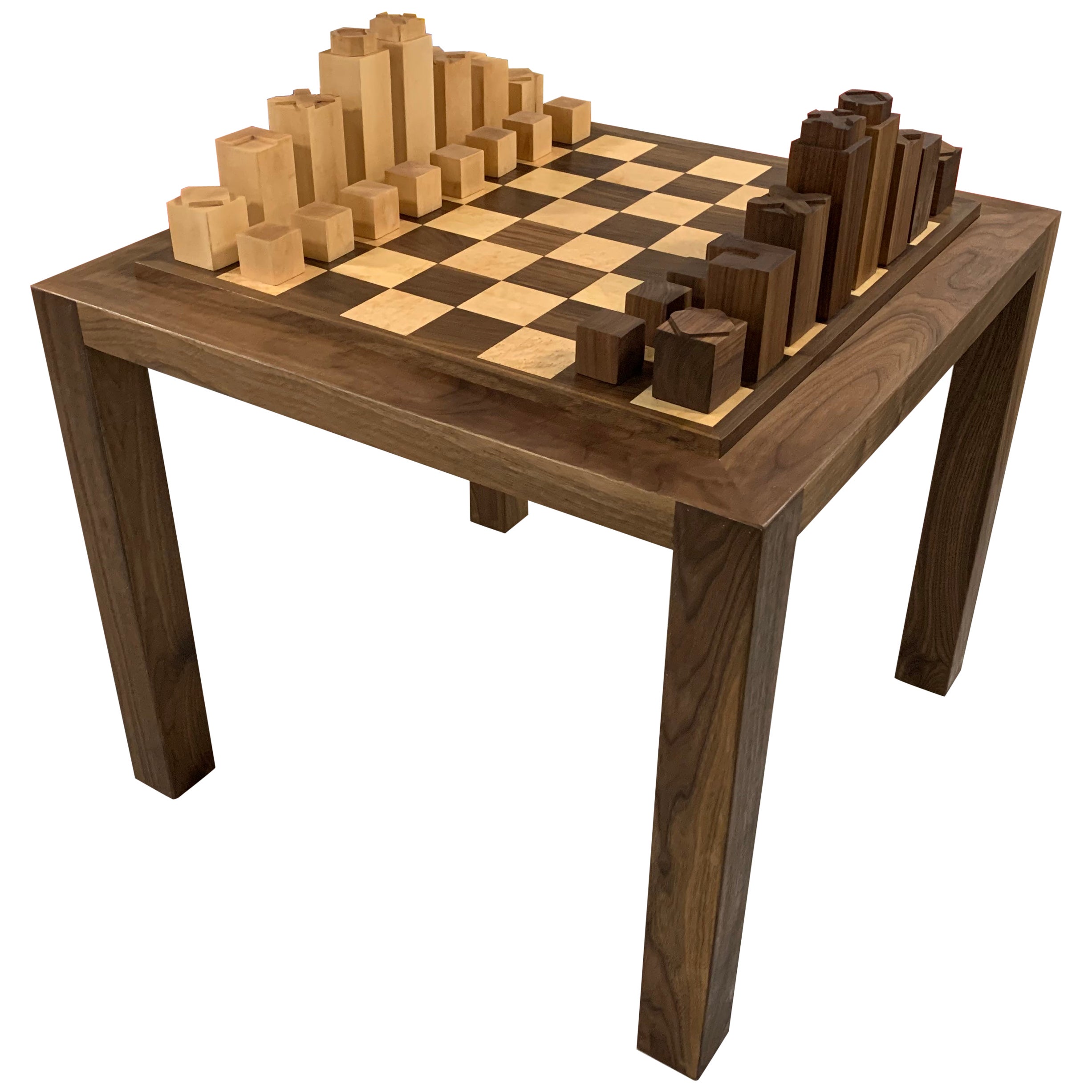 1970s Polished Aluminum and Brass Chess Table and Pieces at 1stDibs