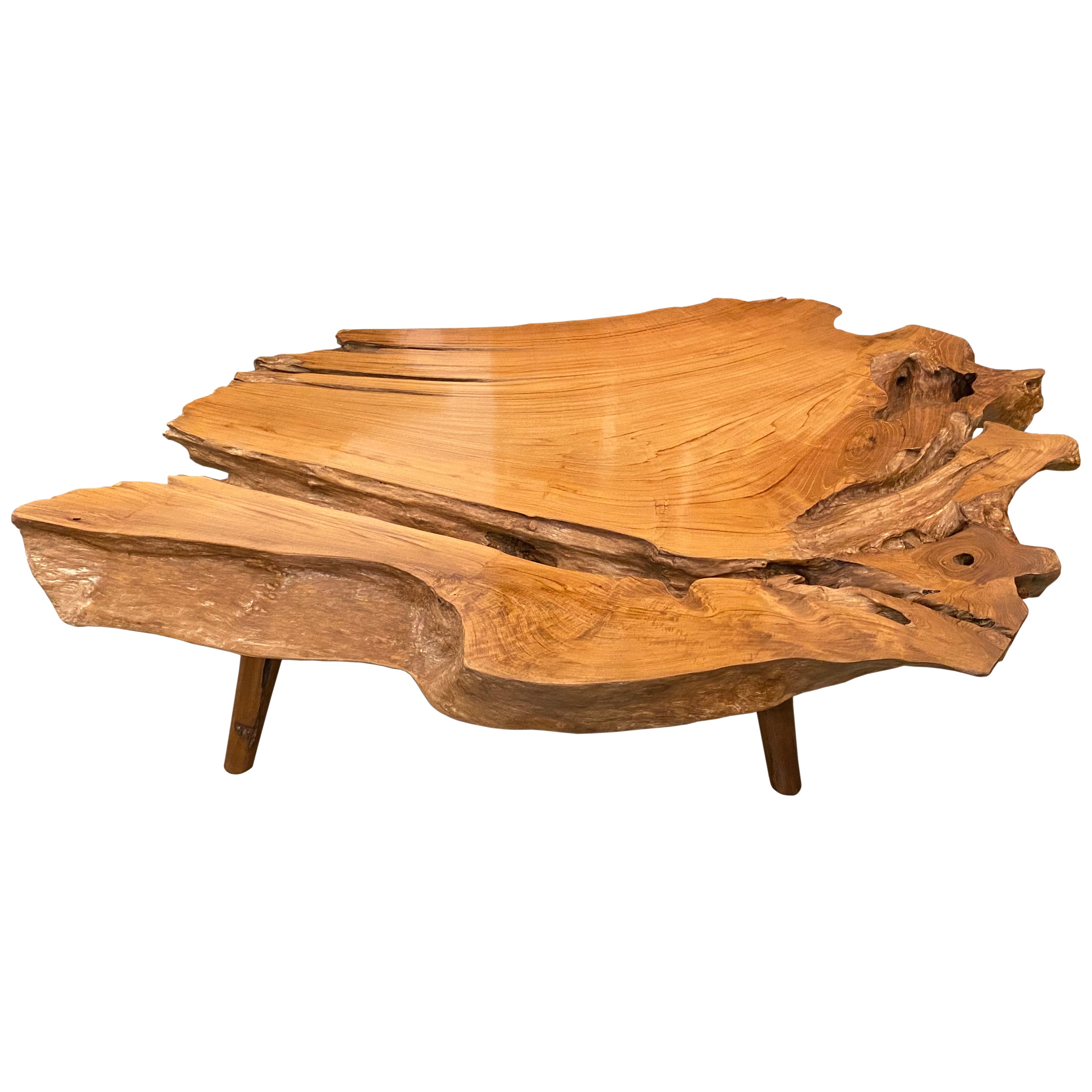 Andrianna Shamaris Live Edge Teak Wood Single Slab Dining Table For ...