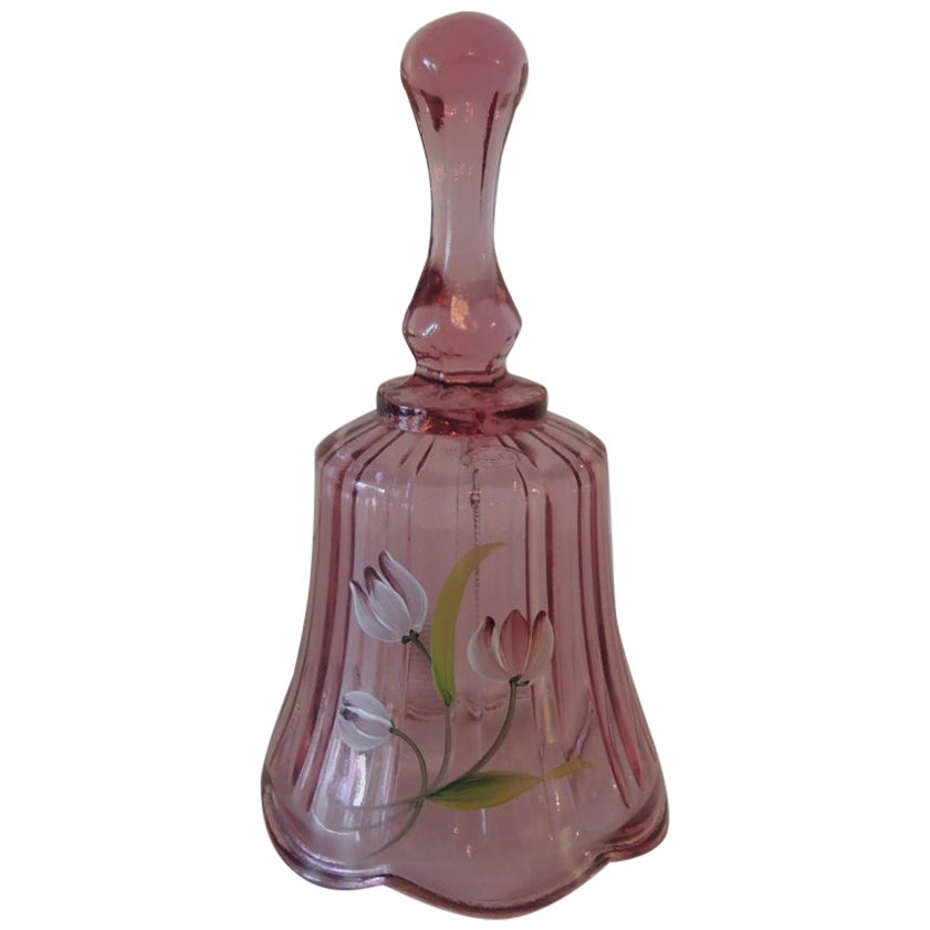 Vintage Gold Murano Glass Table Bell with Hand Painted Flower For Sale ...