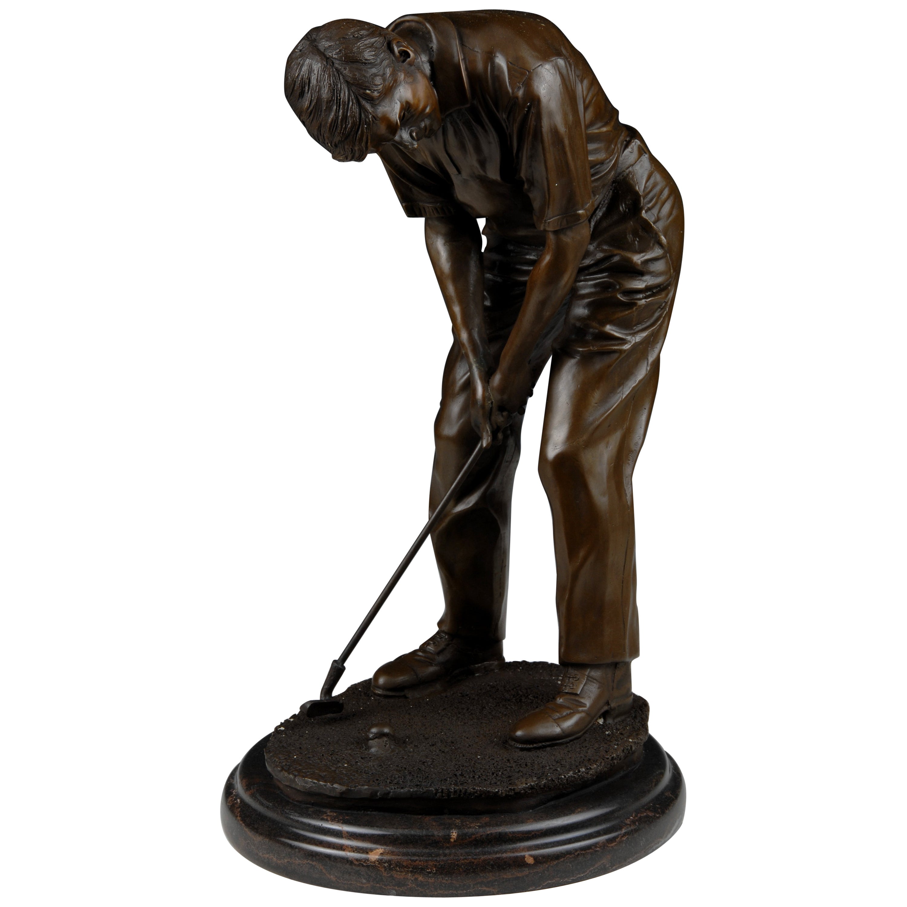 Finely-Modeled Vintage Patinated Bronze Figure of a Golfer For Sale at ...