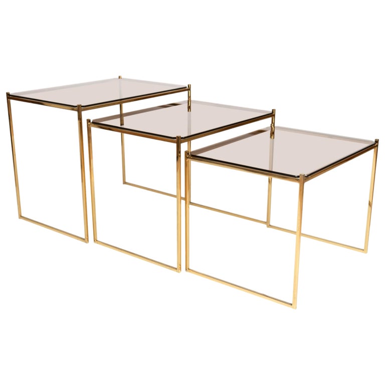 Mid-Century Modern Gold-Plated Nesting Side Tables For Sale at 1stDibs