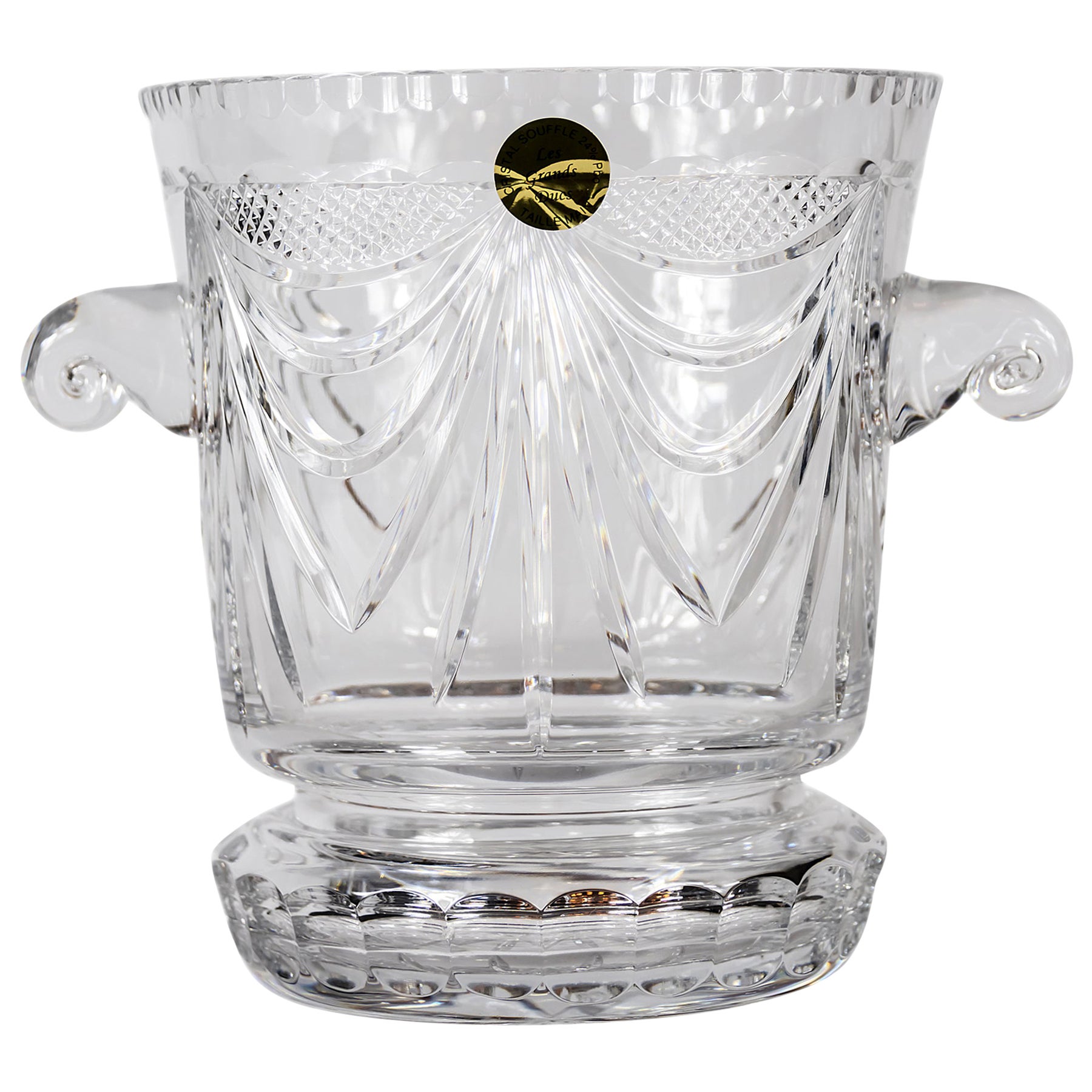 Vintage French Glass and Brass Champagne Bucket with Tray at 1stDibs
