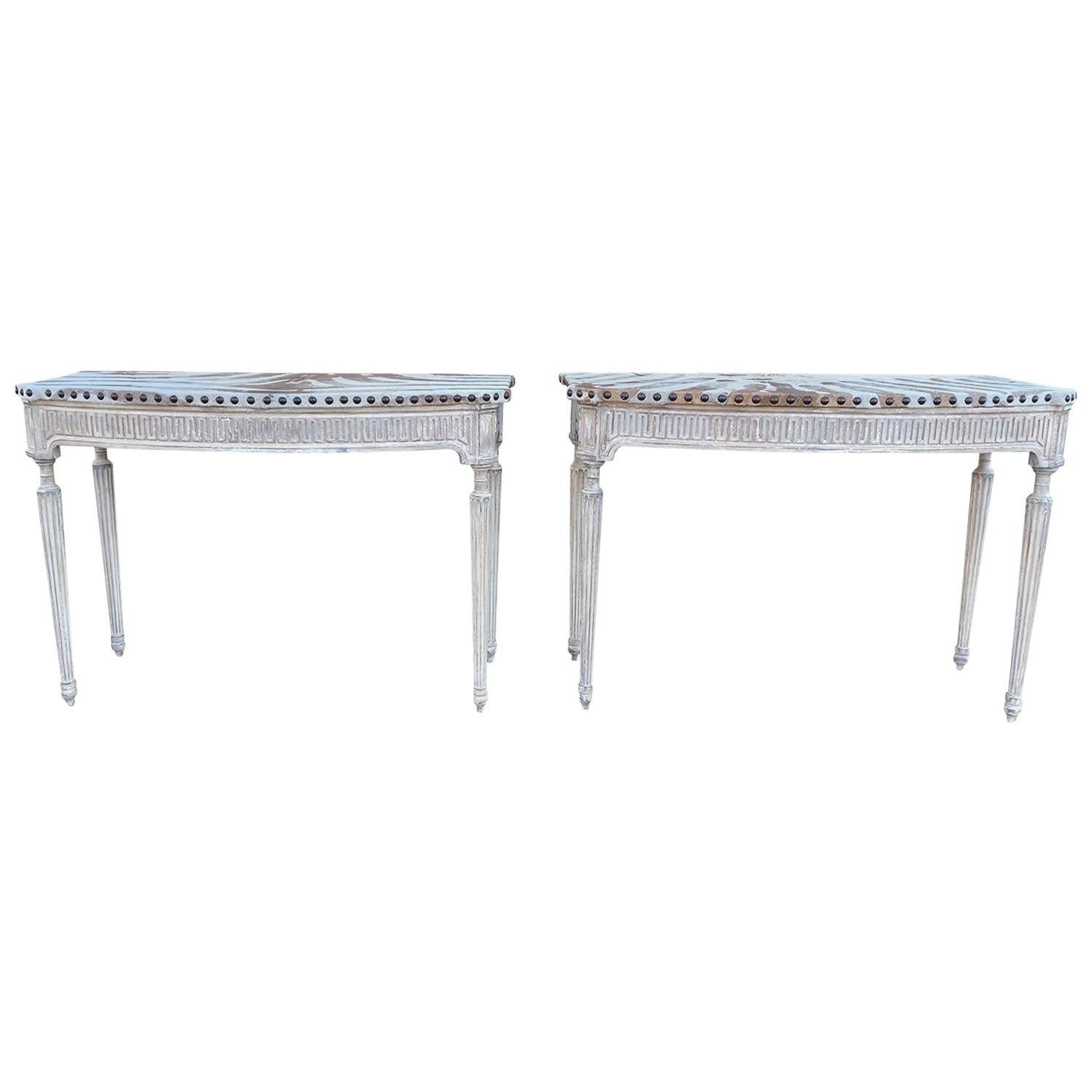 Pair of Our Custom Carved and Custom Painted Greek Key Consoles Zebra ...