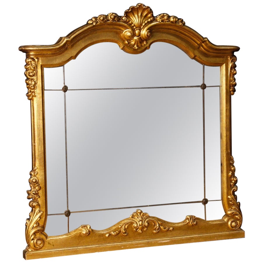 20th Century Italian Carved and Gilded Wood Wall Mirror at 1stDibs