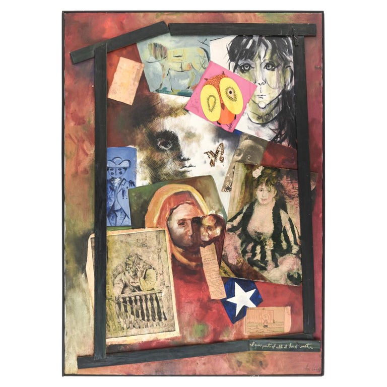 Original Mixed Media Collage on Canvas with JFK Tribute, circa 1974 For ...