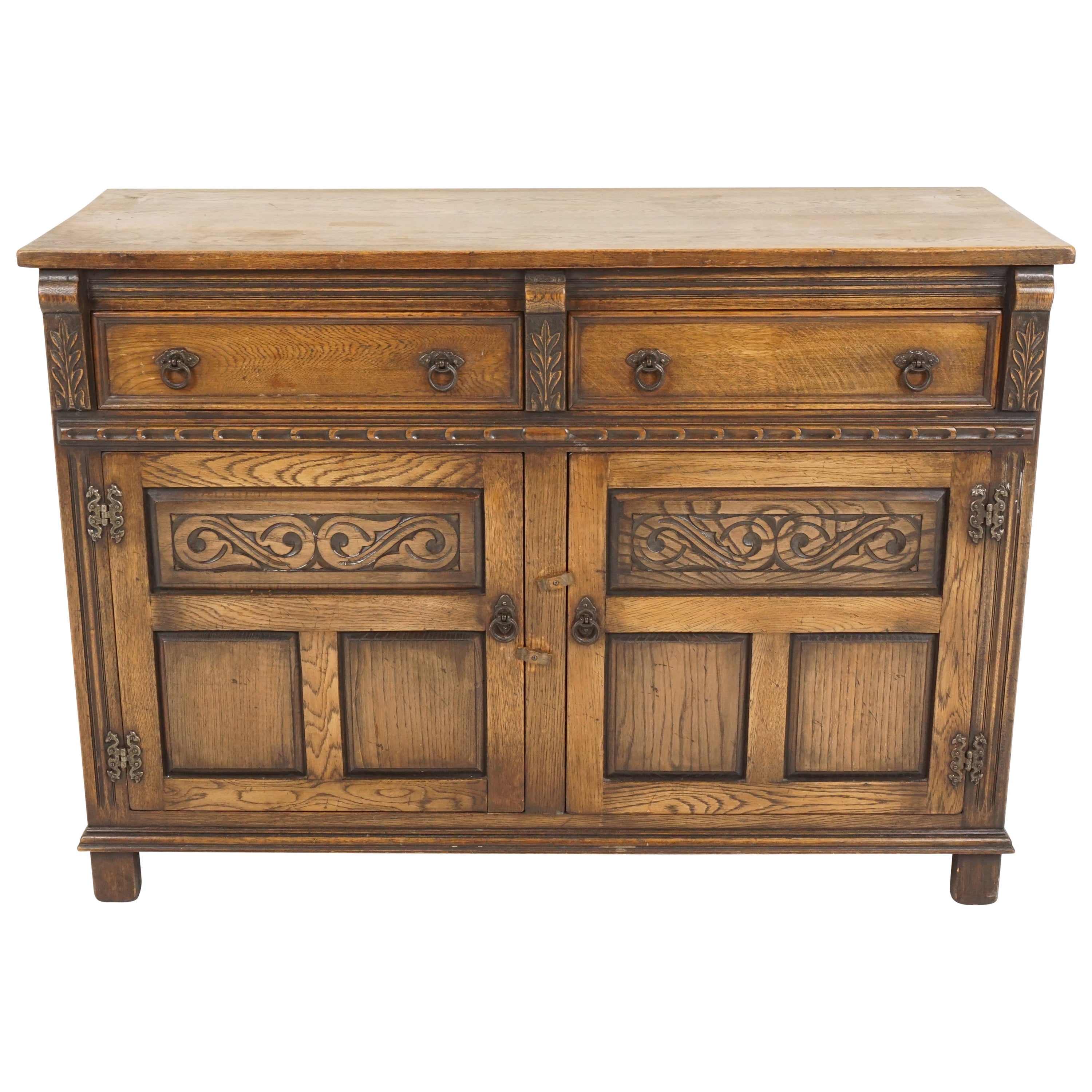 Vintage 1960s Henredon Furniture Campaign Style Buffet Server For Sale ...