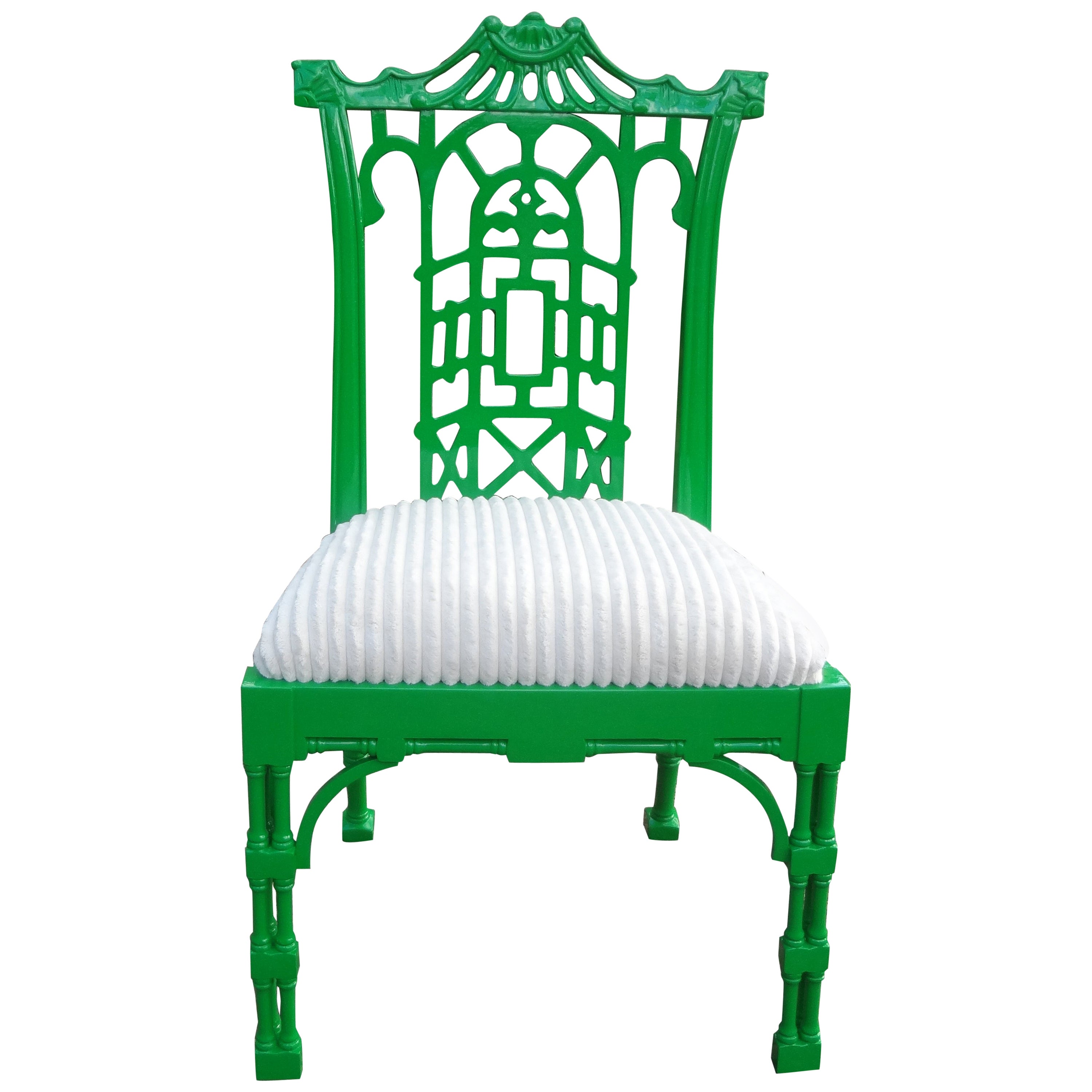 Red Lacquered Chinese Chippendale Chair For Sale at 1stDibs