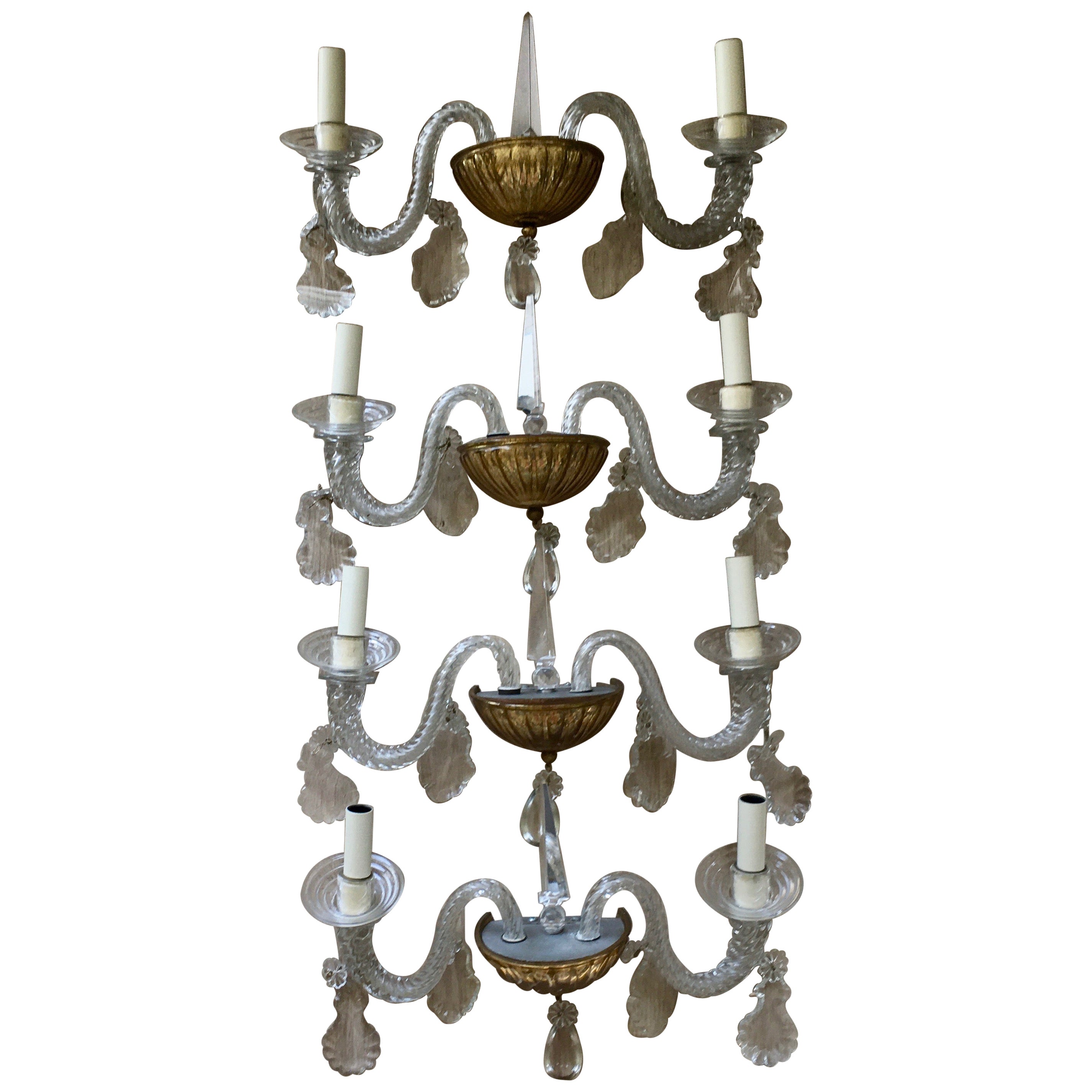 Pair of Murano Glass Sconces by Veronese For Sale at 1stDibs