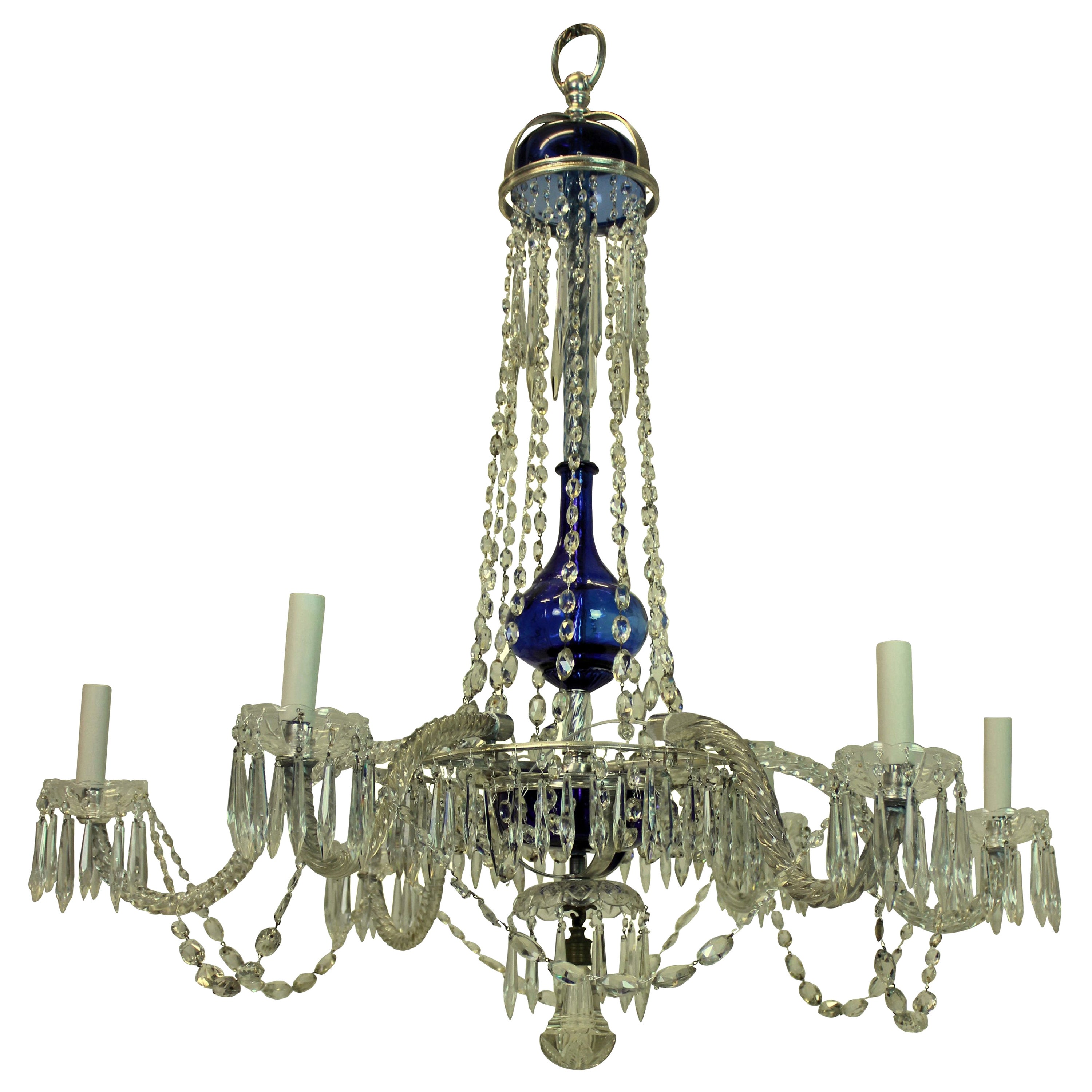 Midcentury /Modern Cobalt Blue Chandelier For Sale at 1stDibs