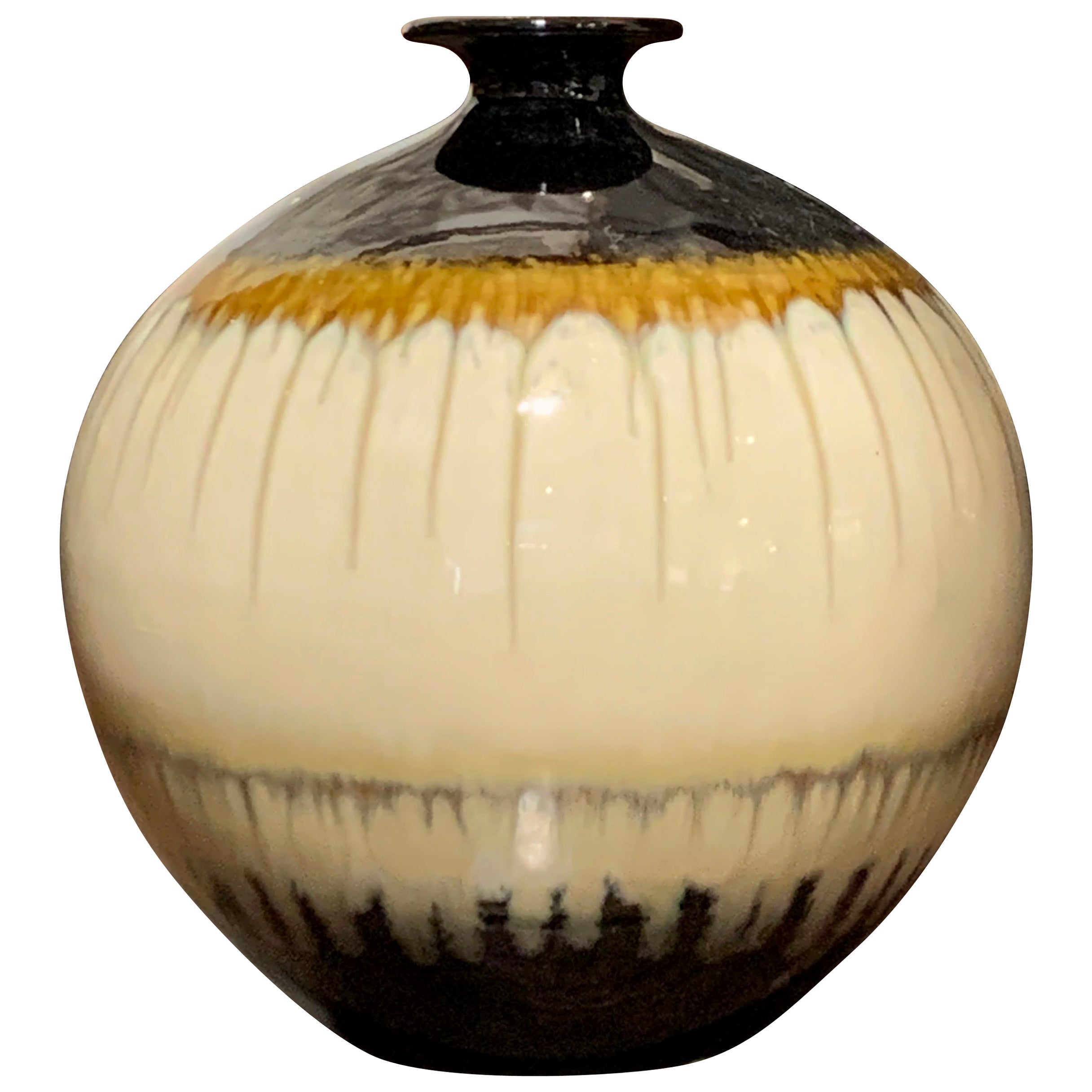 Delightful "Flower Power" Drip Glaze Ceramic Vase at 1stDibs