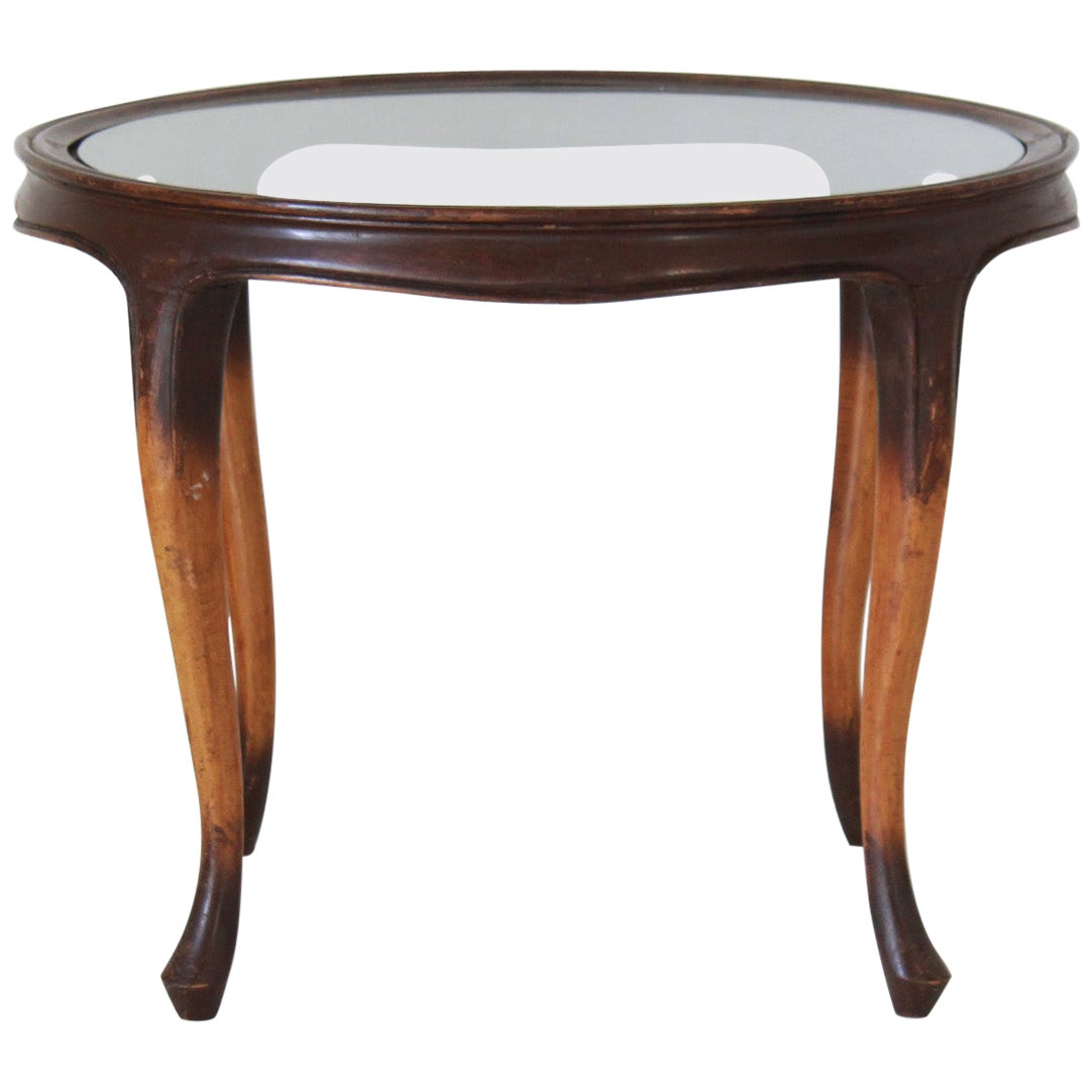 Brown Twig Round Star Pattern Top Folk Art Side Table, France, 1930s ...