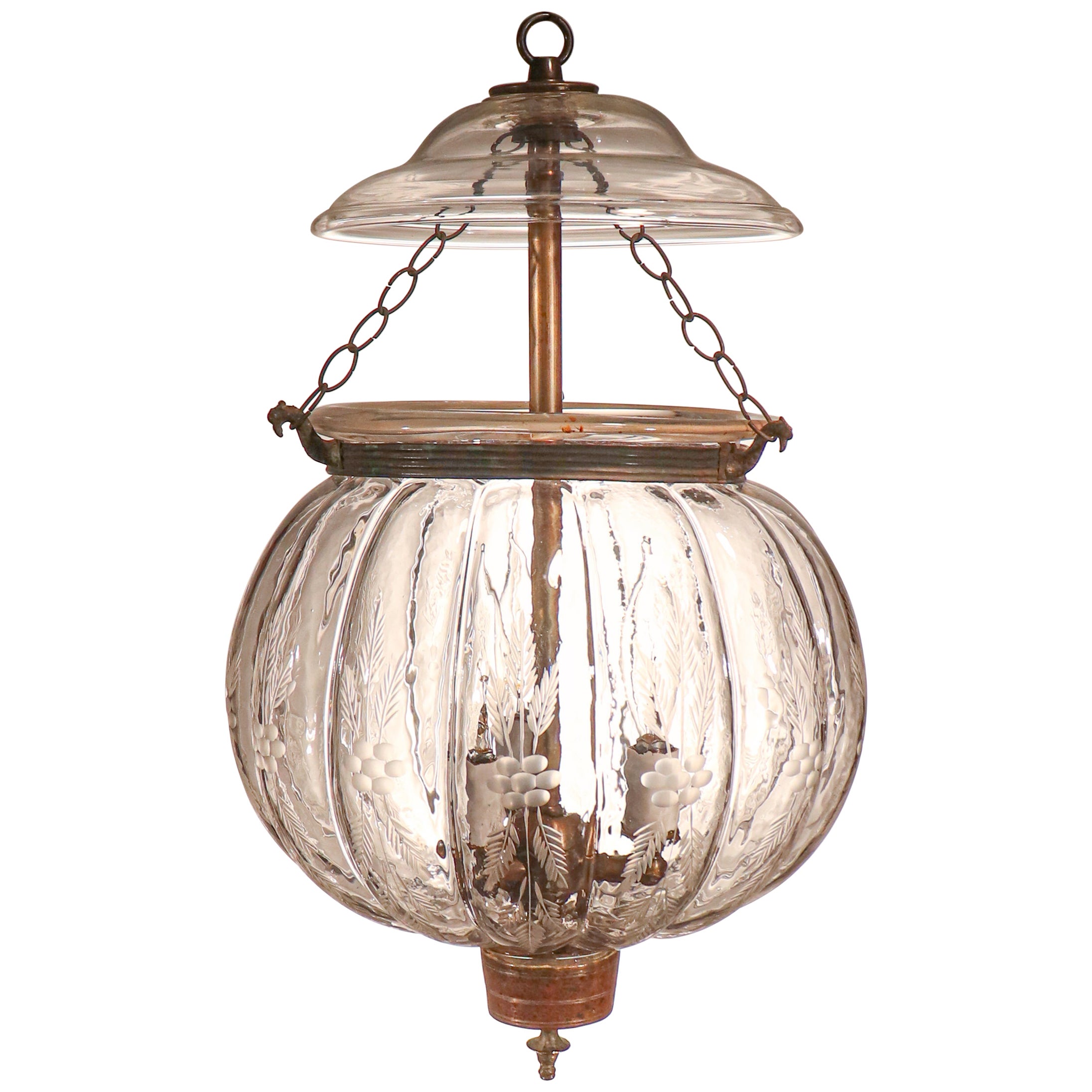 Antique English Glass Bell Lantern Made circa 1880 For Sale at 1stDibs