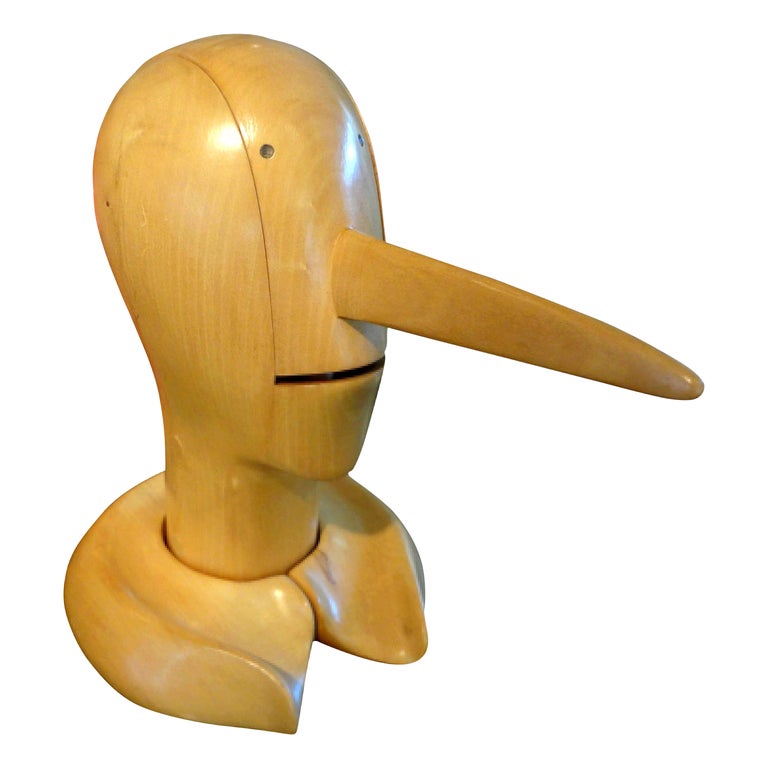 Vintage Carved Wood Pinocchio Sculpture For Sale at 1stDibs