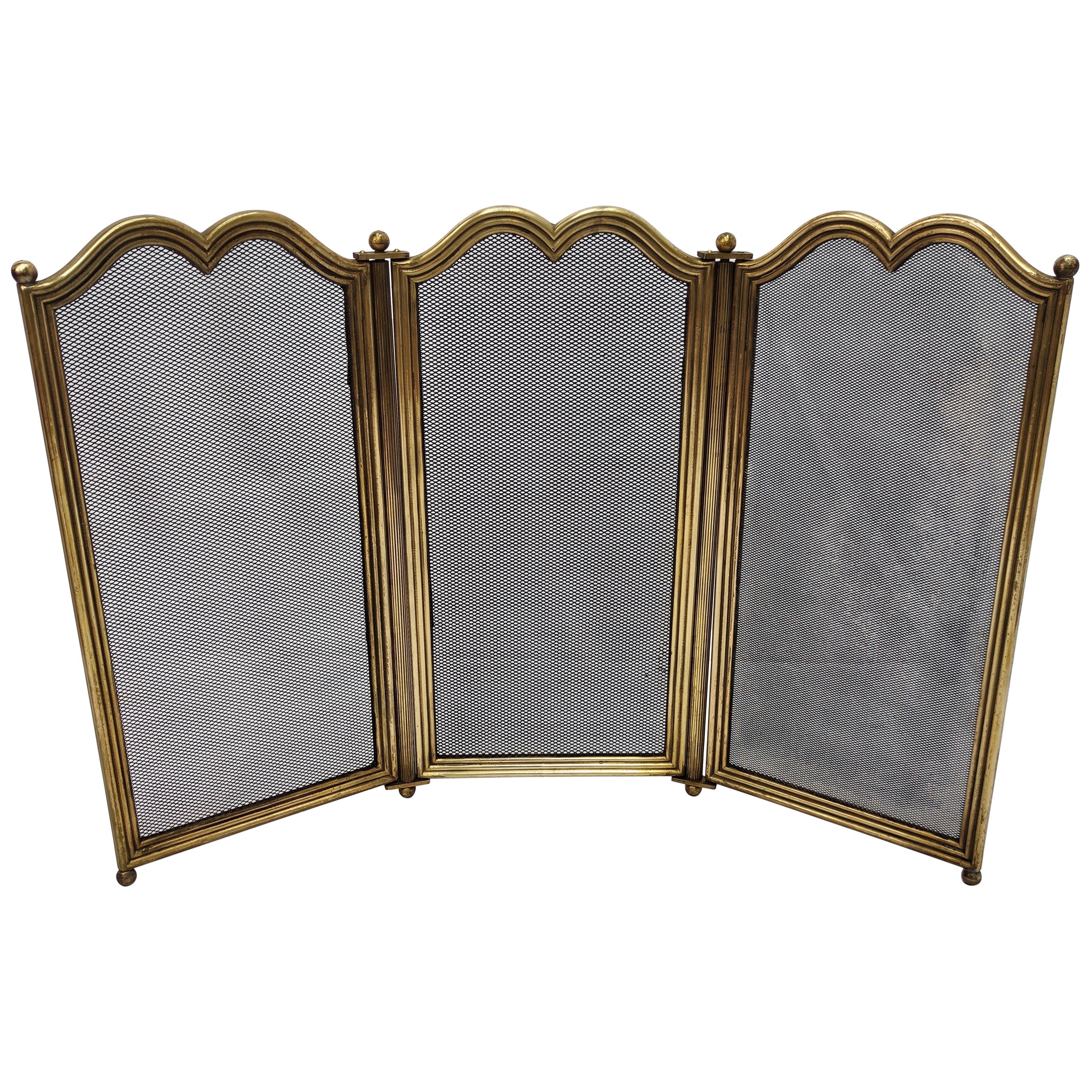 Glass and Brass Fireplace Screen For Sale at 1stDibs