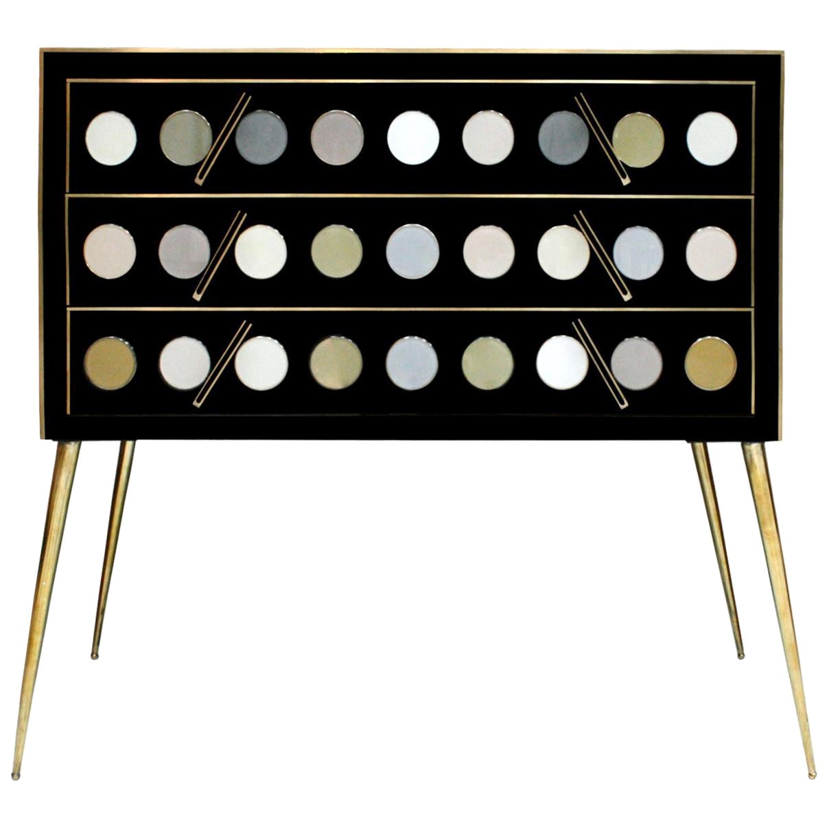 Mid-Century Modern Style Solid Wood Murano Glass and Brass Italian ...