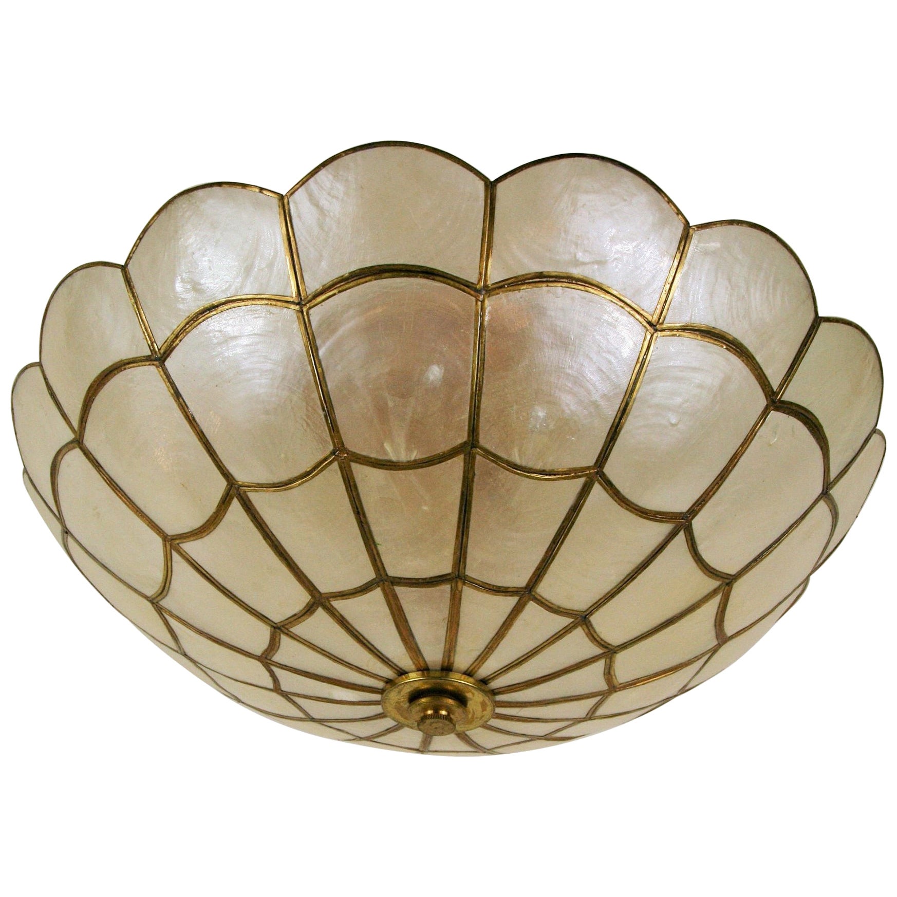 Large Capiz Shell Dome Flush Mount at 1stDibs