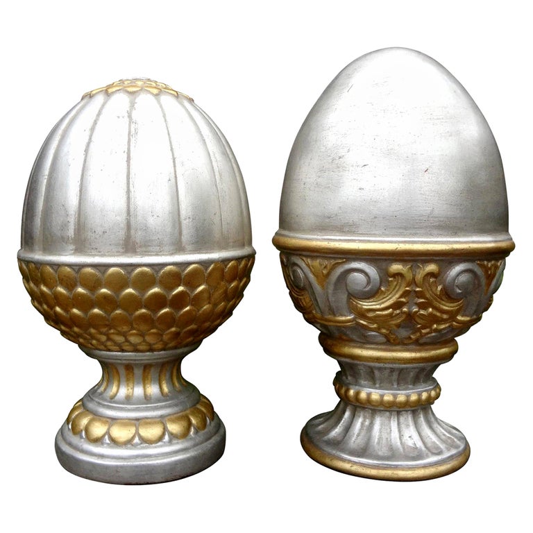 Complimentary Pair of Italian Gilt Terracotta Finials For Sale at 1stDibs