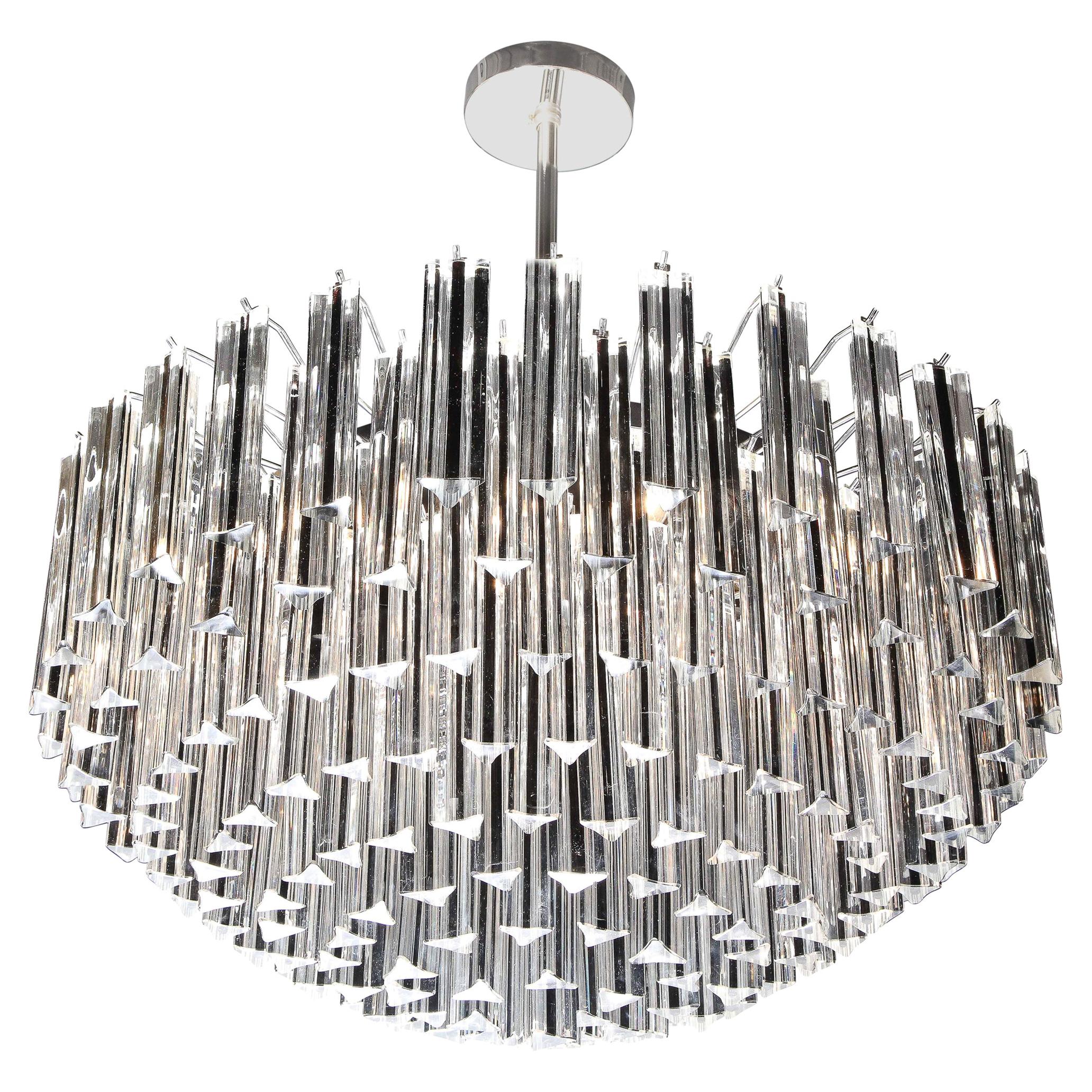 Spiral Murano Triedre Crystal Chandelier By Camer at 1stDibs
