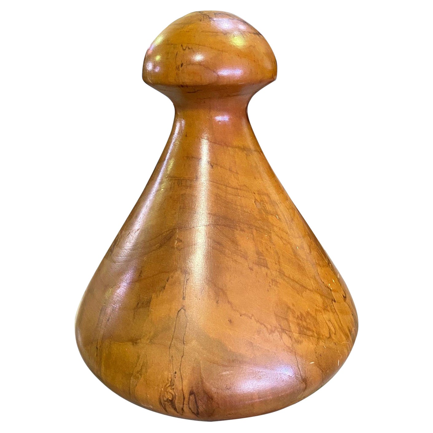 Johannes Michelsen Turned Pair of Wood Hats on Stands, Signed and Dated ...