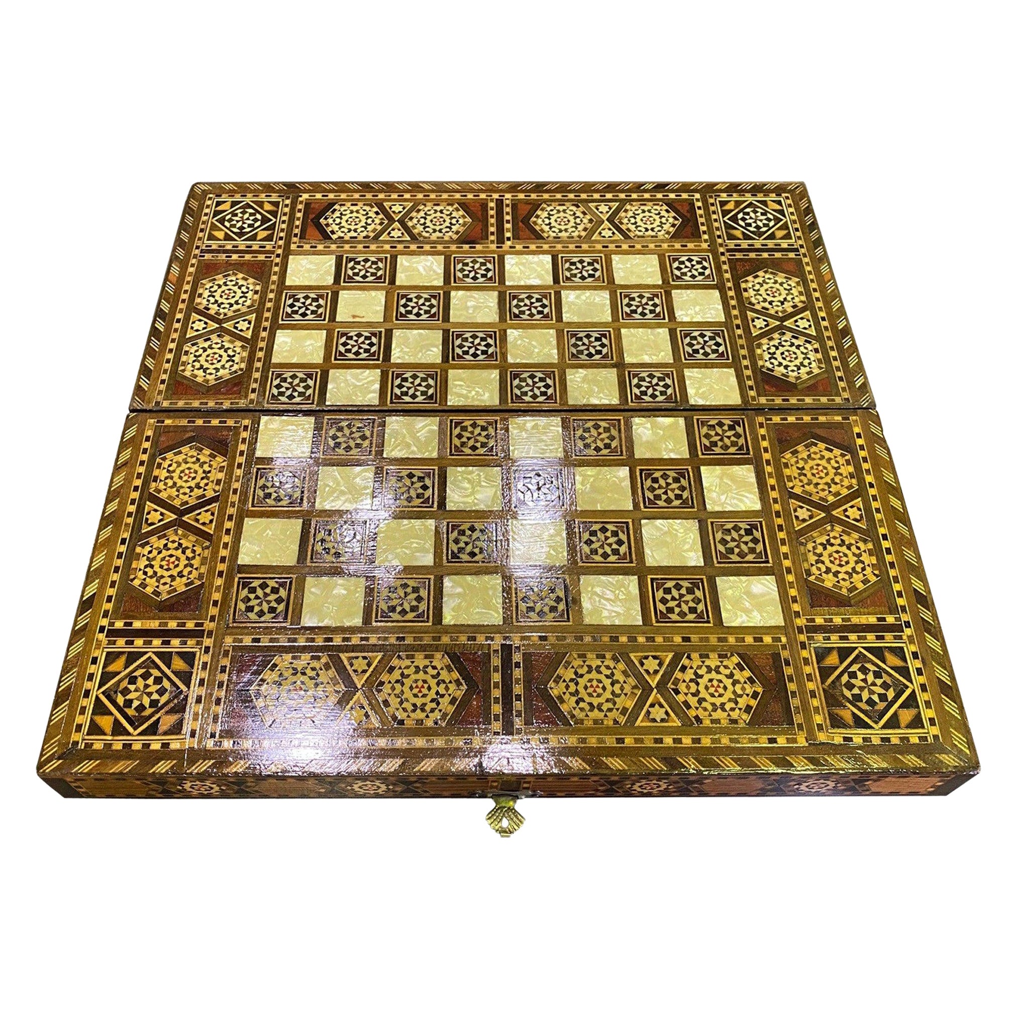 Fine and Complete Blue and Green Enamel Chess Set in Original Box at ...