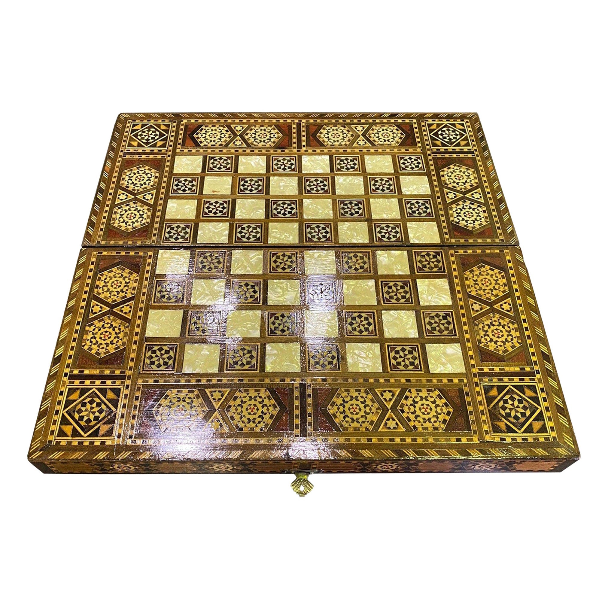 Large Vintage Midcentury Complete Syrian Inlaid Mosaic Backgammon and ...