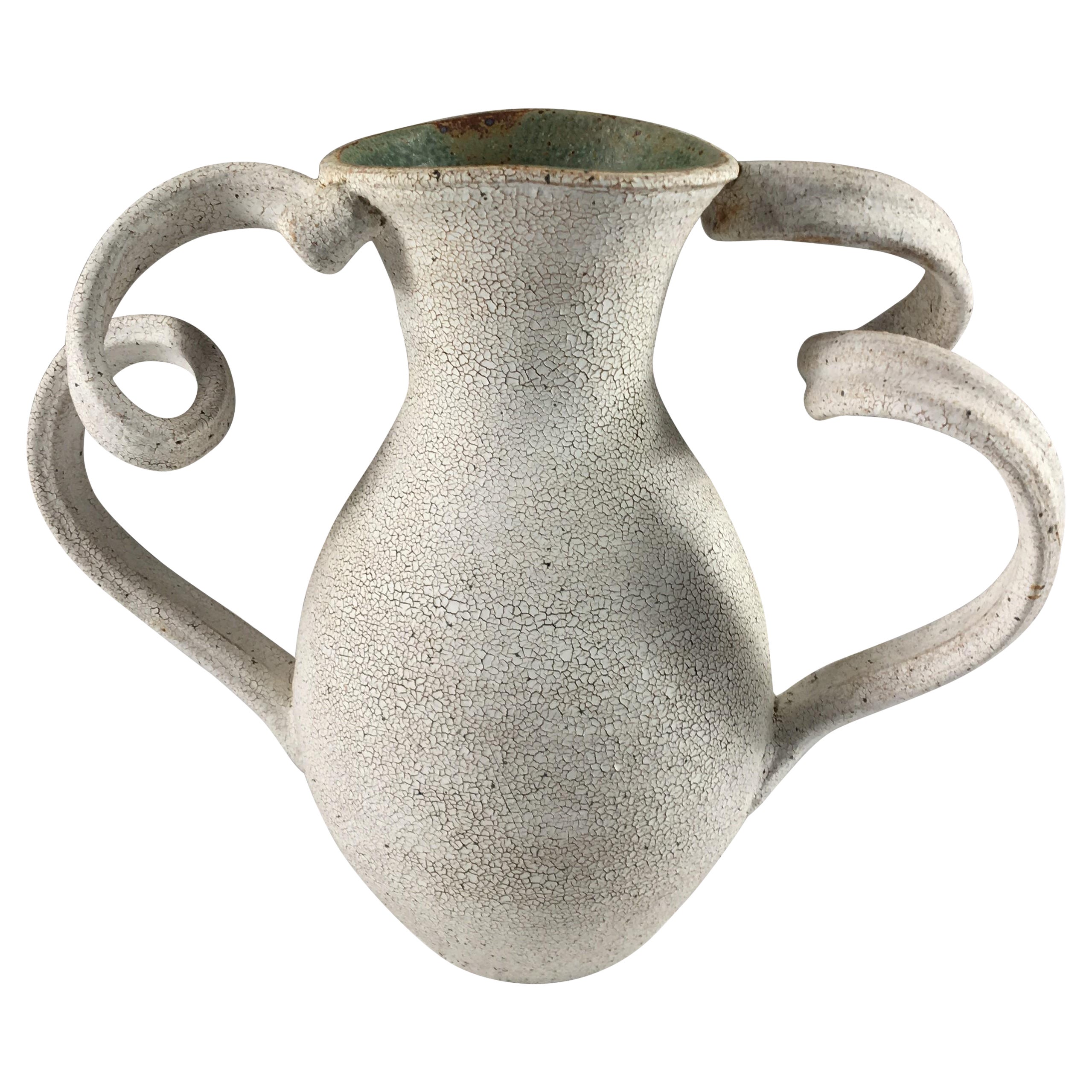 Curved Wide Neck Ceramic Vase by Yumiko Kuga For Sale at 1stDibs