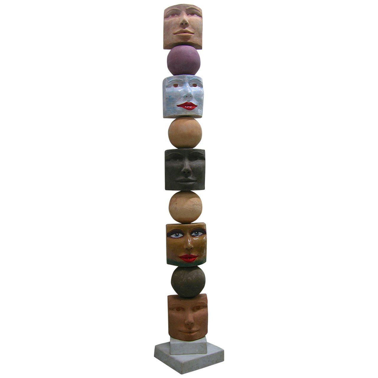 TOTEM Contemporary Italian Organic Pastel Enamel Figural Sculpture in ...