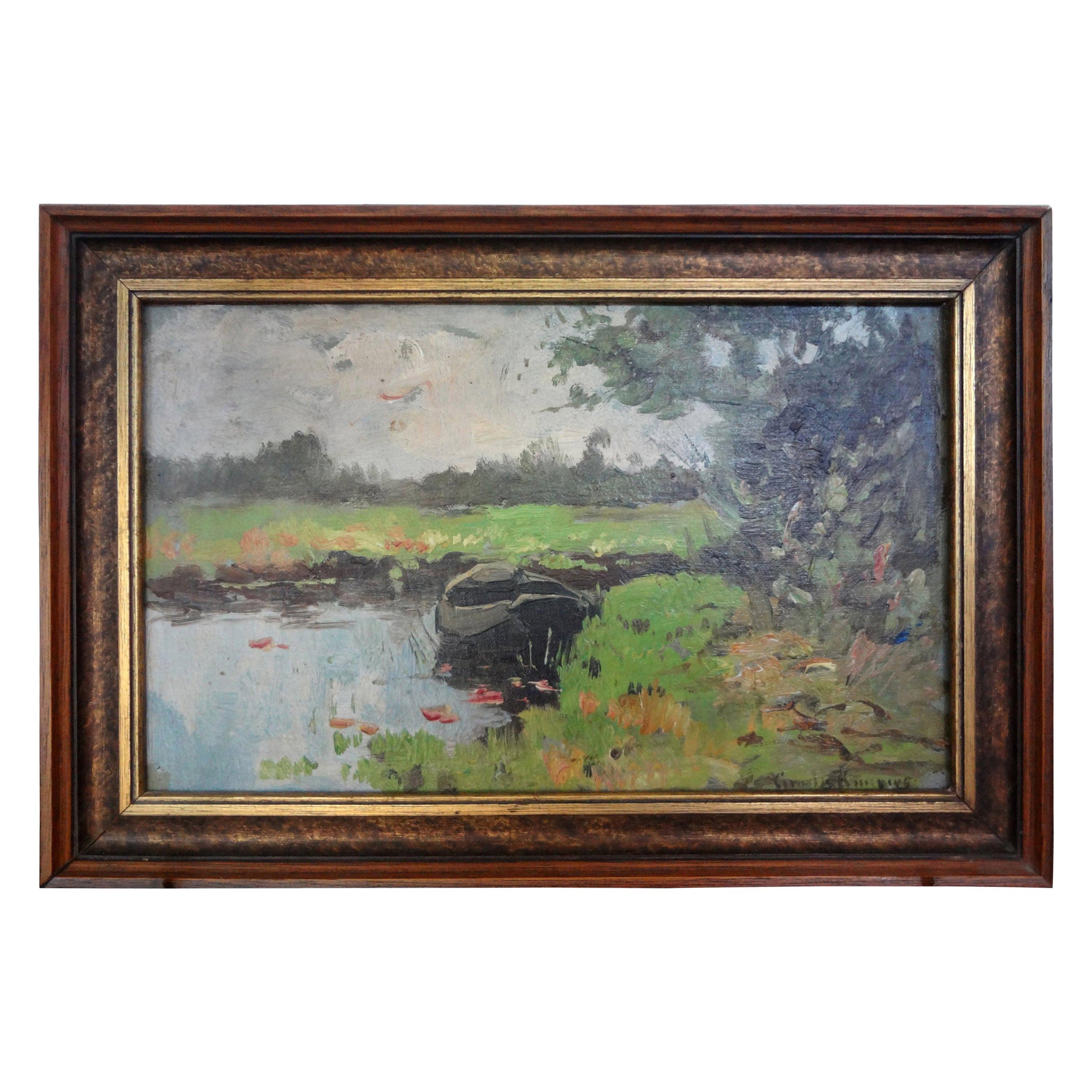 1934 Ralph C. Scott Smithfield Reservoir Landscape Oil Painting on ...