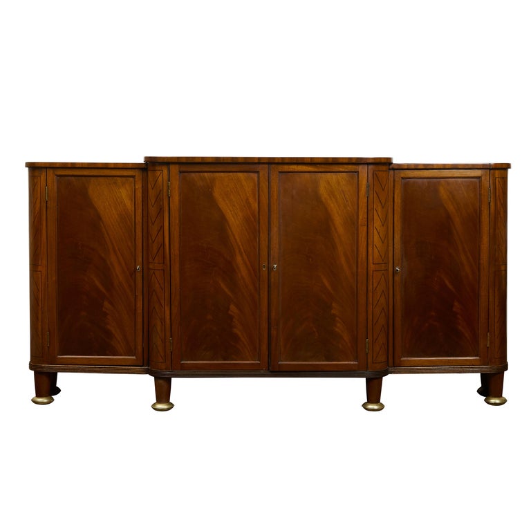 English Regency Period 1840s Mahogany Breakfront Buffet with Arrow ...