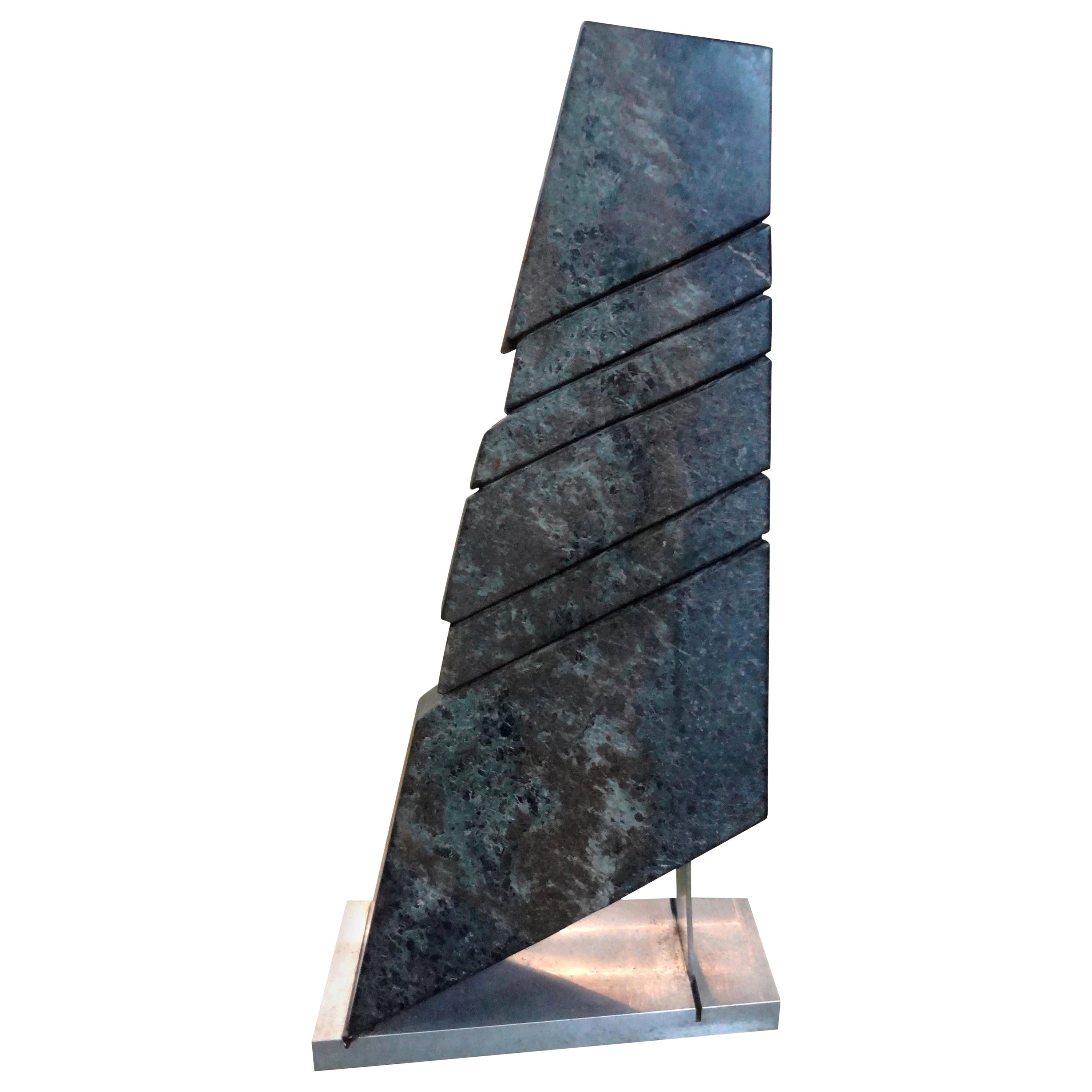 Mid-Century Modern Ebonized Carved Wood Abstract Sculpture, the Thinker ...