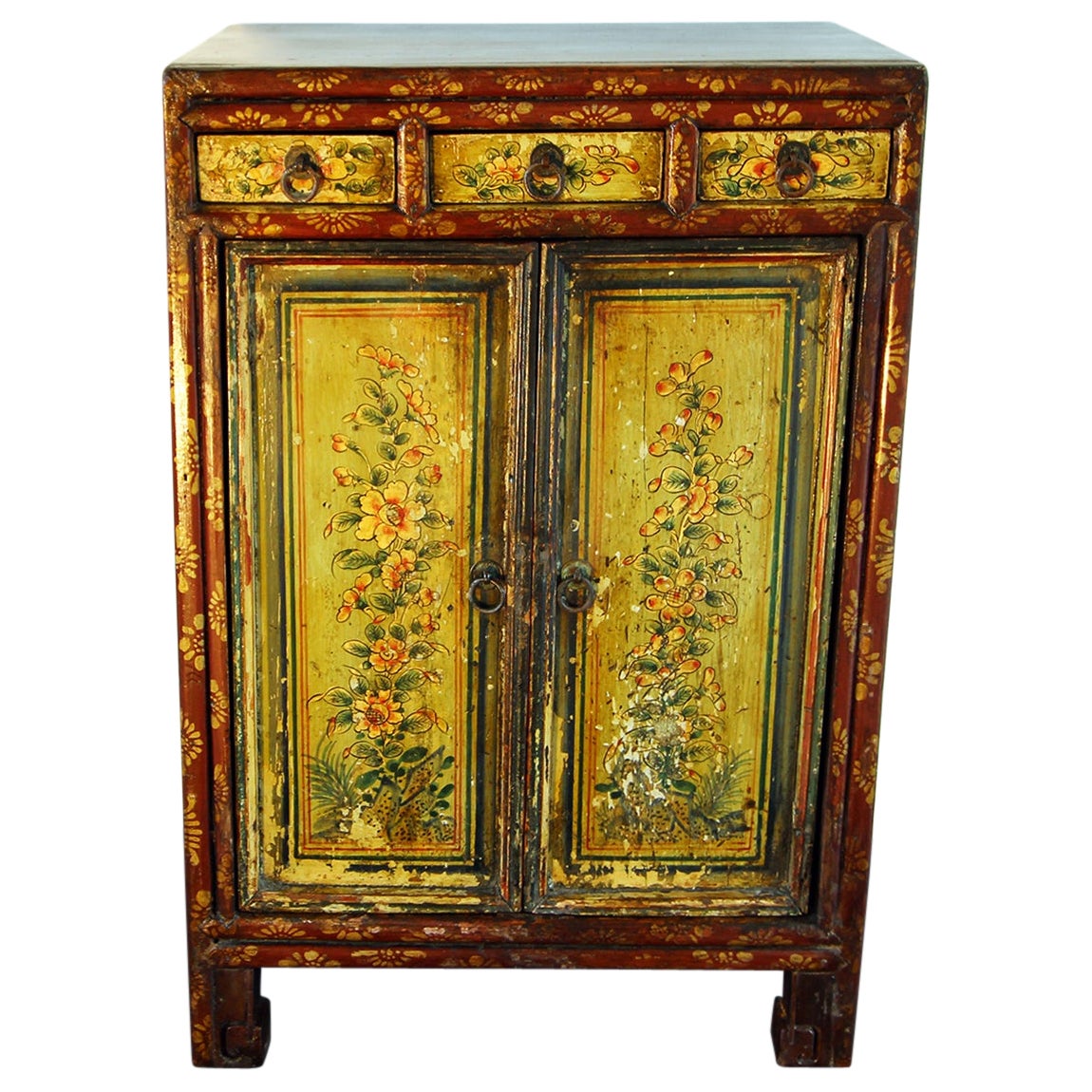 Chinese Red Chinoiserie Chest of Drawers by Baker Furniture, circa ...