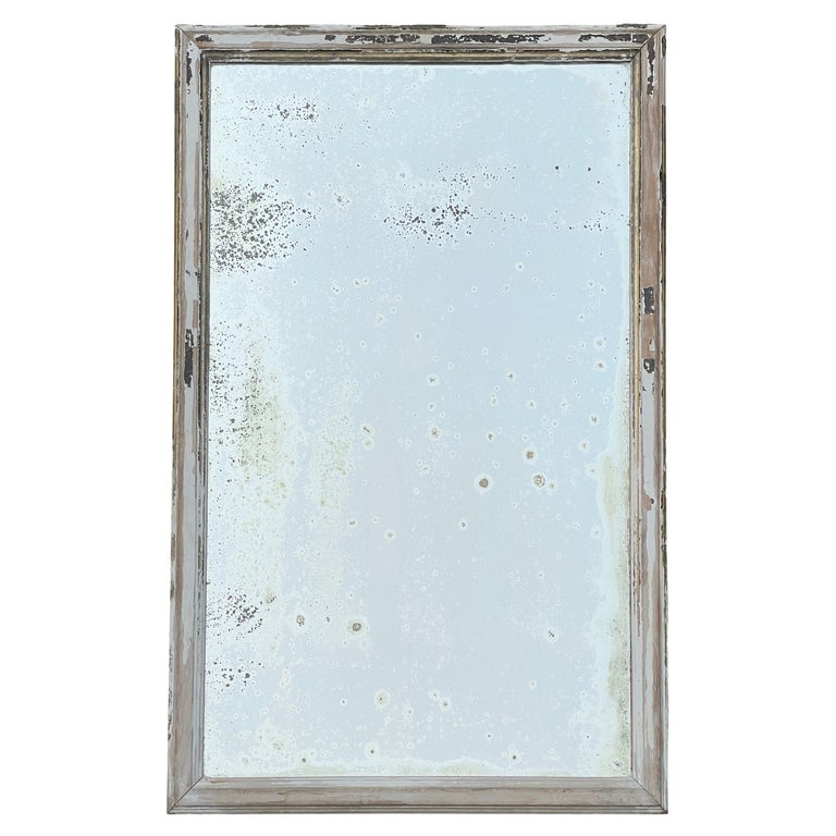 Antique Distressed Painted Wall Mirror at 1stDibs