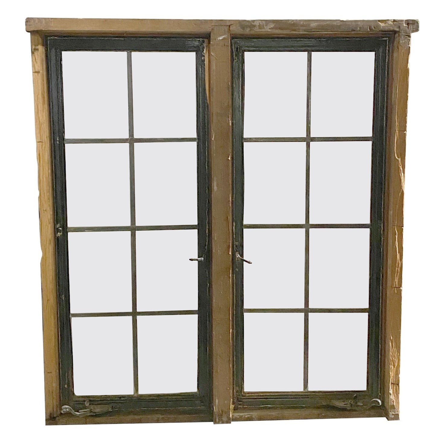 1900s Leaded Glass Tudor Encasement Double Windows 8 Panes Each For ...