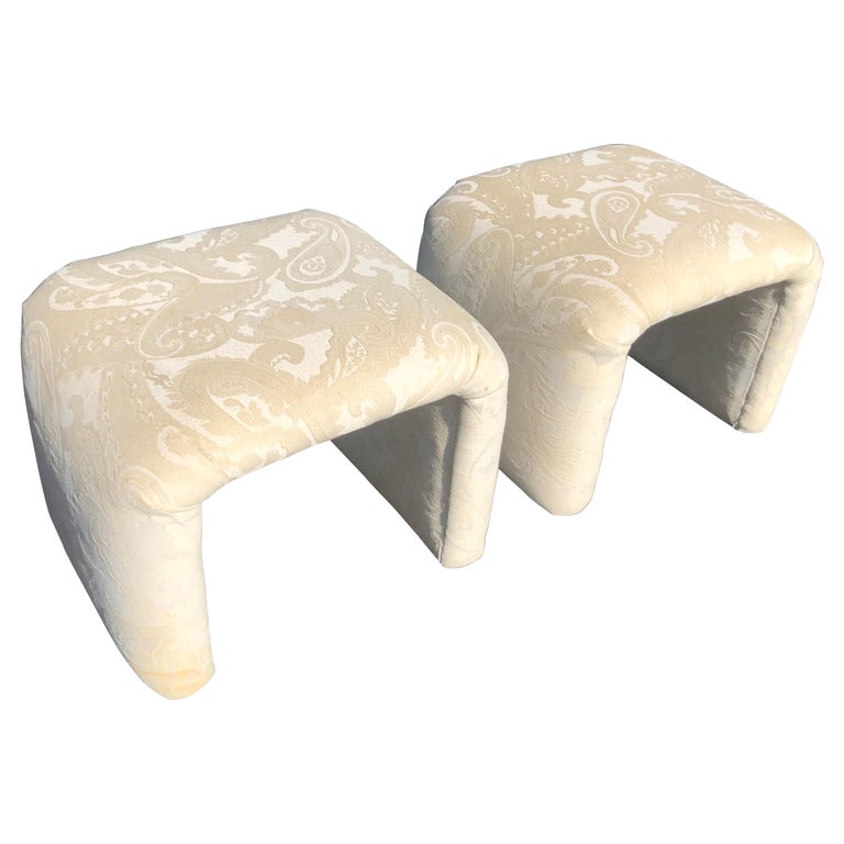 Pair of Upholstered Waterfall Ottomans in the Style of Karl Springer at ...