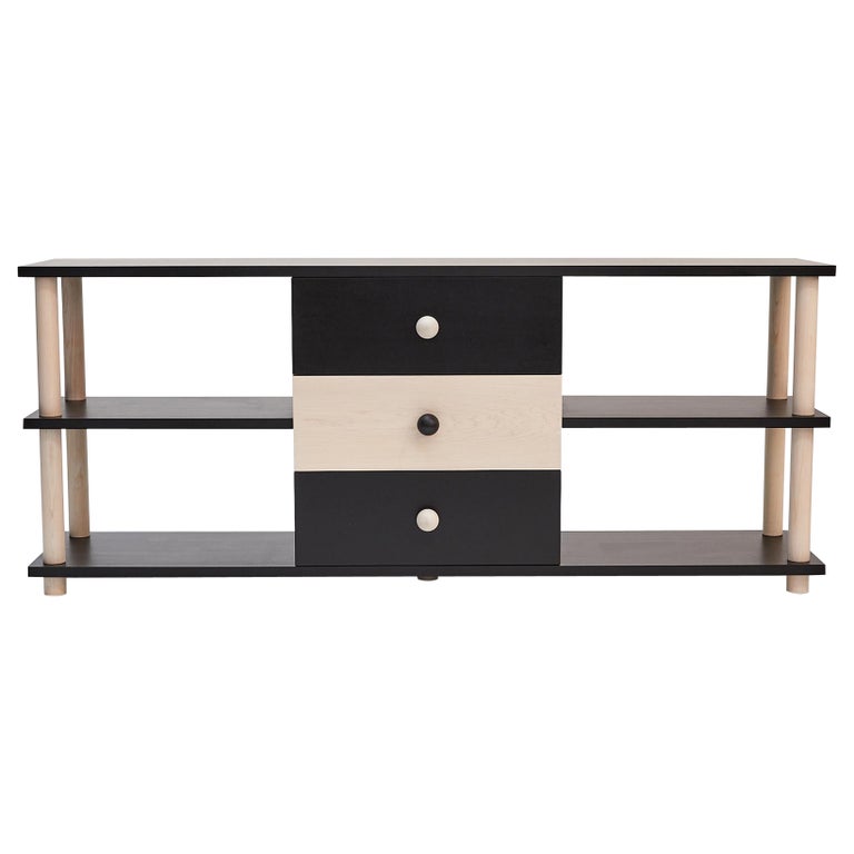 Domino Credenza in Ebonized and Bleached Maple by Steven Bukowski For Sale at 1stDibs