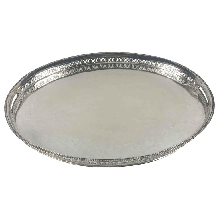 Italian Venetian Neoclassical Oval Silver Tray, circa 1820s For Sale at ...