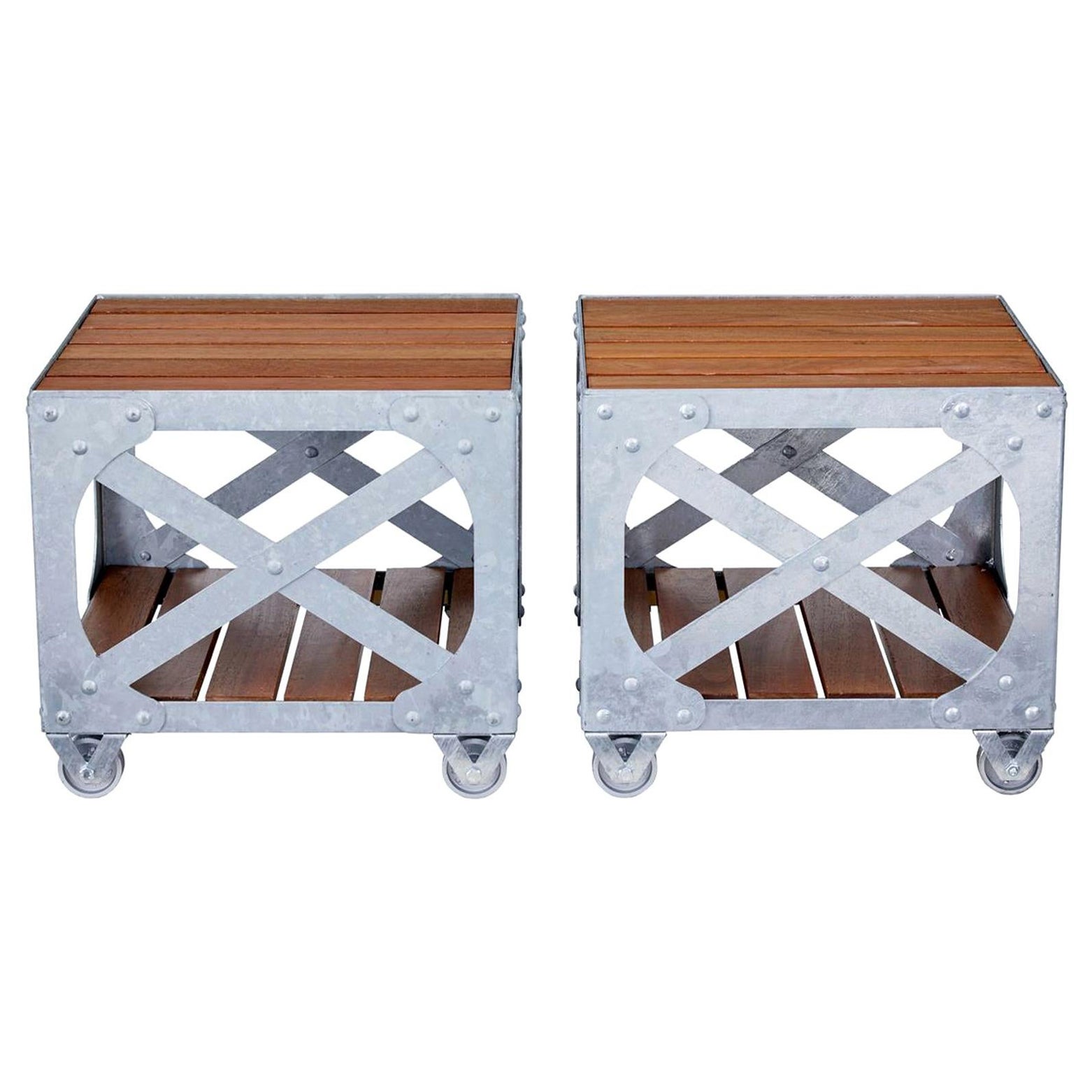 Pair of 1920s Industrial Steel Storage Stands at 1stDibs