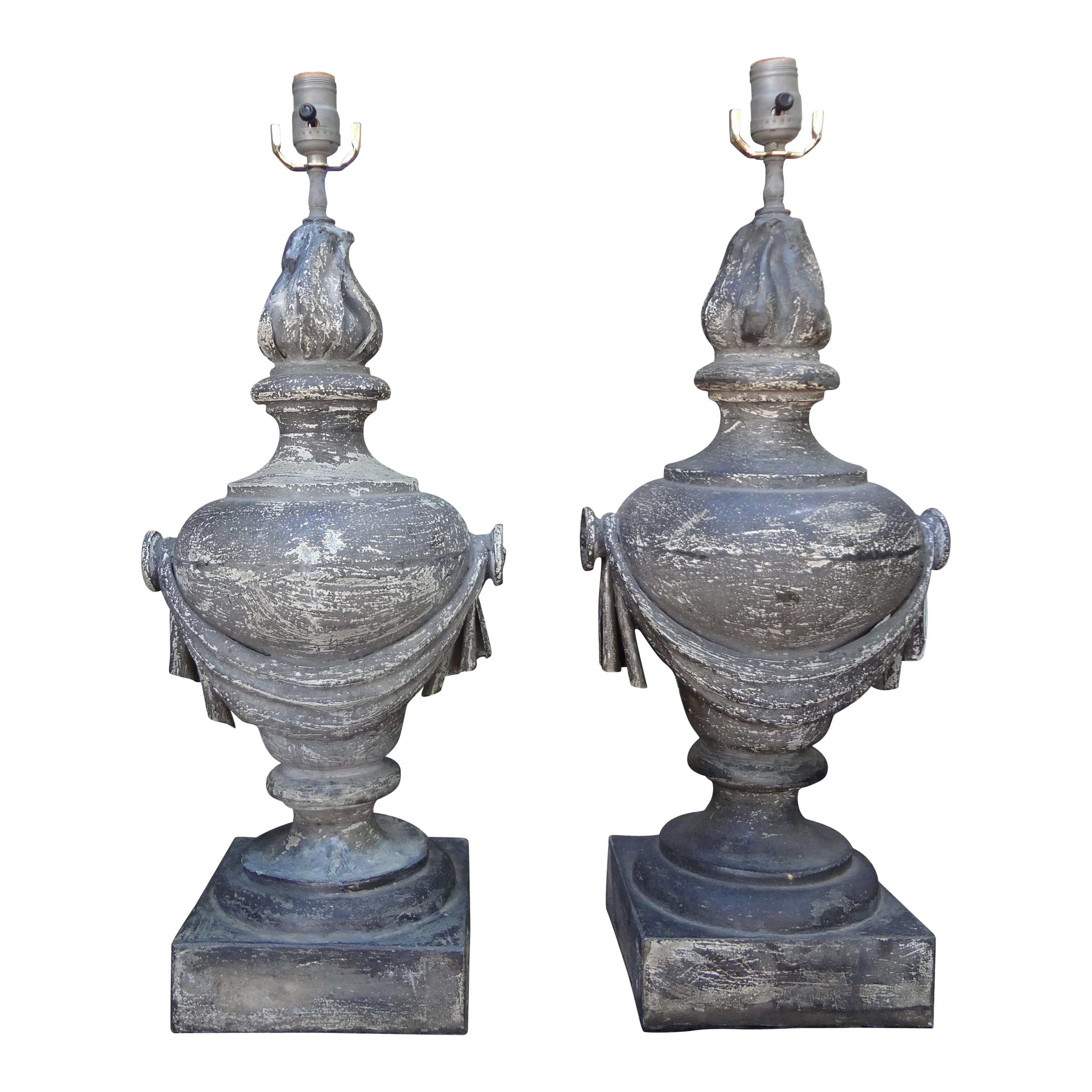 Pair of Neoclassical Style Terra Cotta Lamps For Sale at 1stDibs