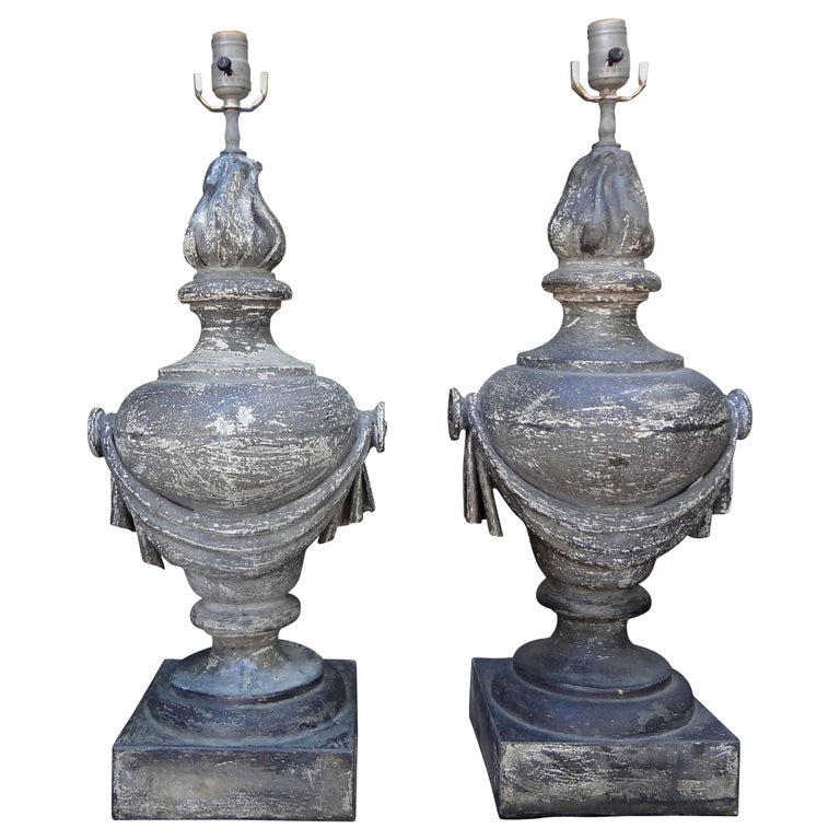 Pair of French Neoclassical Style Zinc Lamps For Sale at 1stDibs