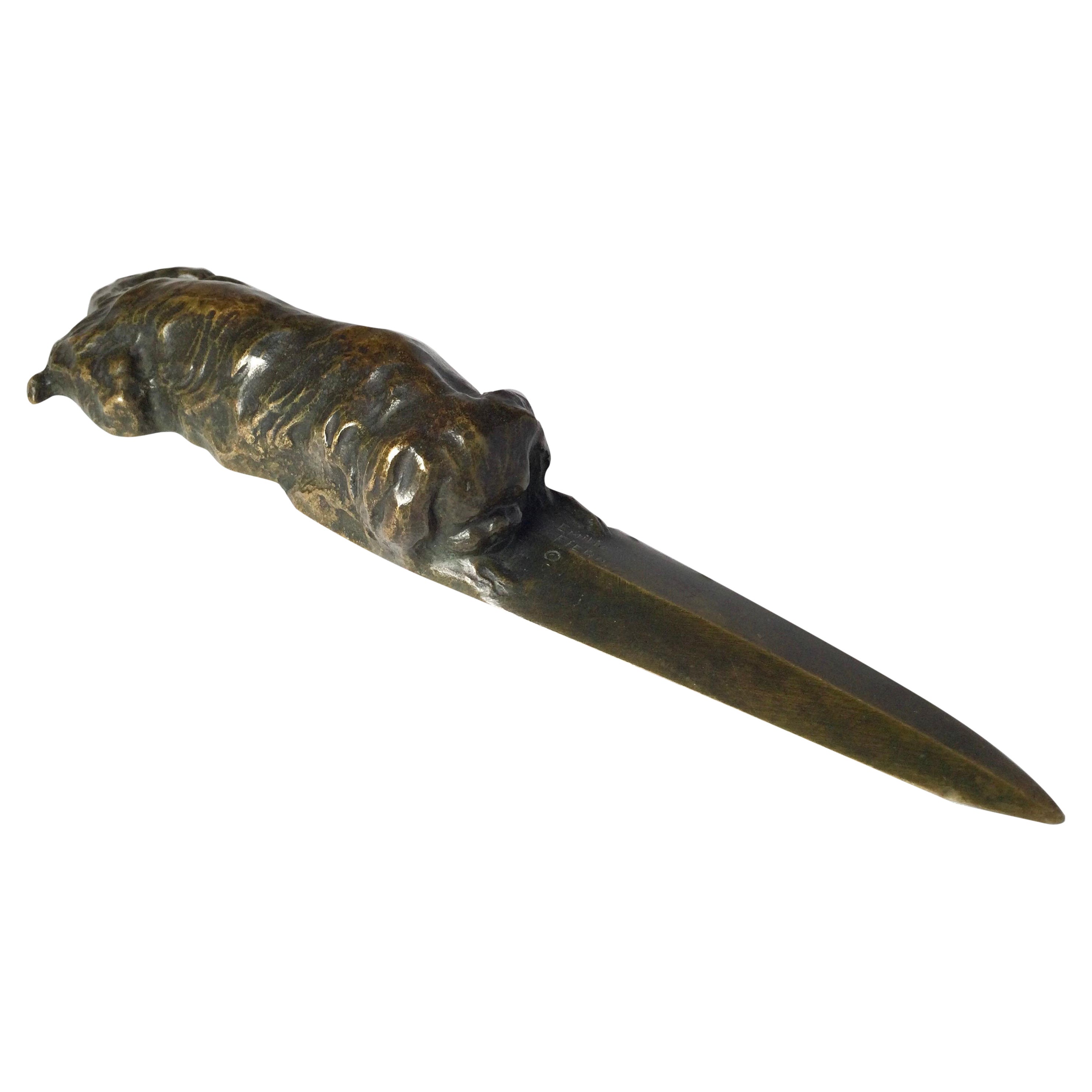 Japanese Bronze Meiji Period Figural Letter Opener For Sale at 1stDibs