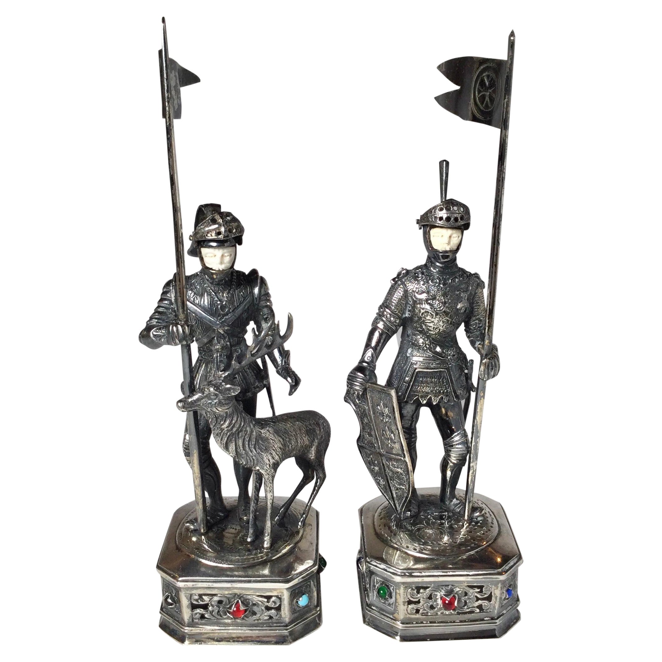 Pair, Victorian Period Hand Forged Suit of Armor Knight Figures ...