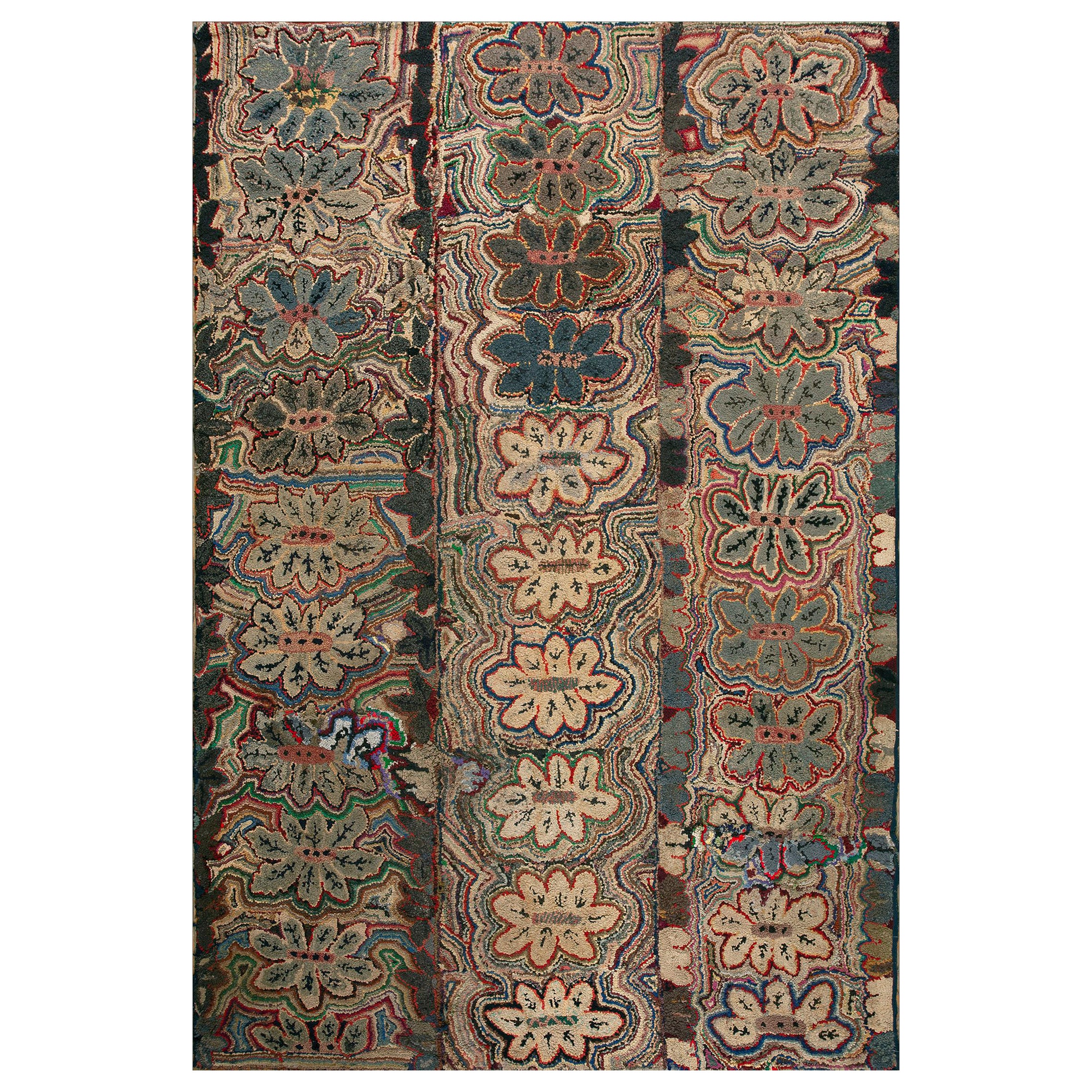Antique American Hooked Rug at 1stDibs