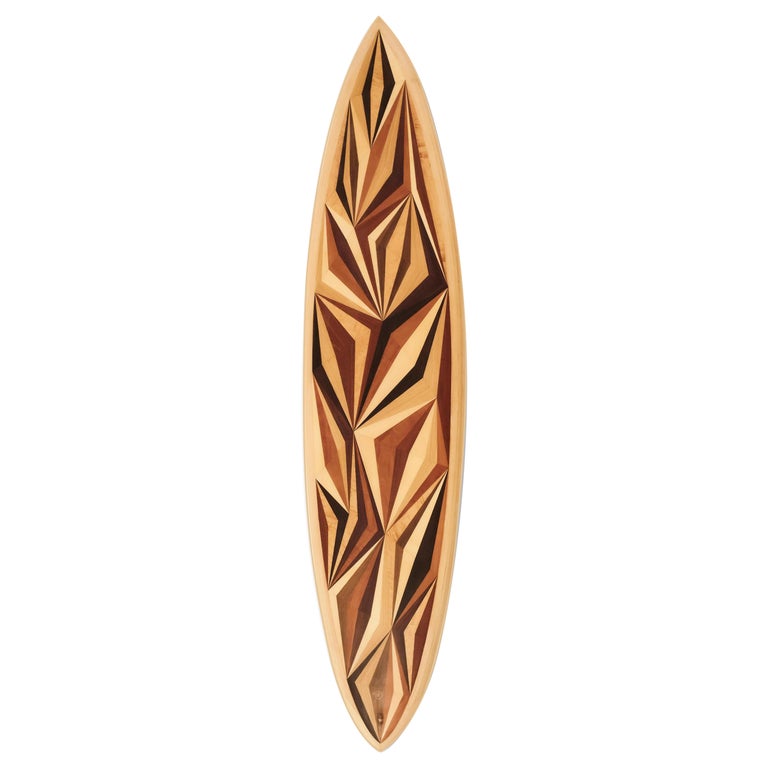"Fractal Gun" Custom Wooden Marquetry Surfboard For Sale at 1stDibs