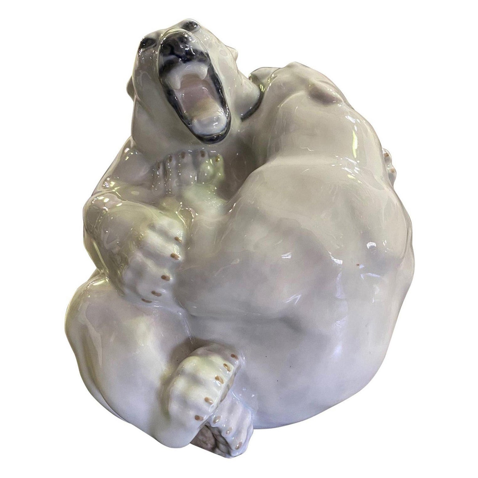 Royal Copenhagen Danish Stamped Signed Porcelain Fighting Polar Bears ...