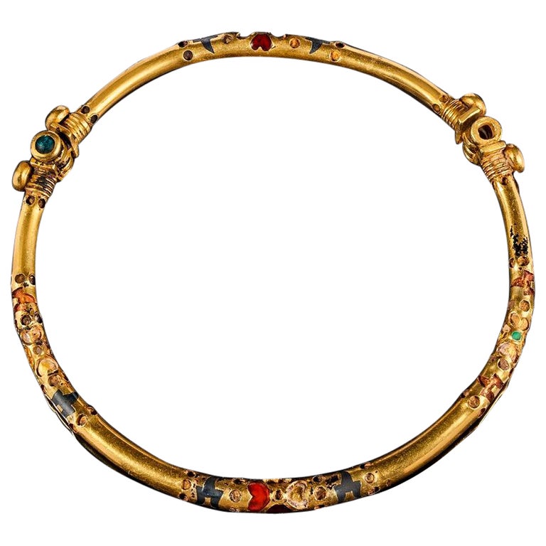 Ancient Inlaid Gold Necklace Torque For Sale at 1stDibs