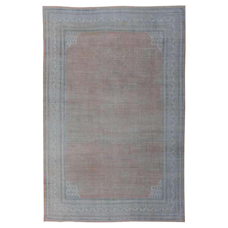 Minimalist Modern Design Persian Tabriz Rug with Faded Orangeish ...