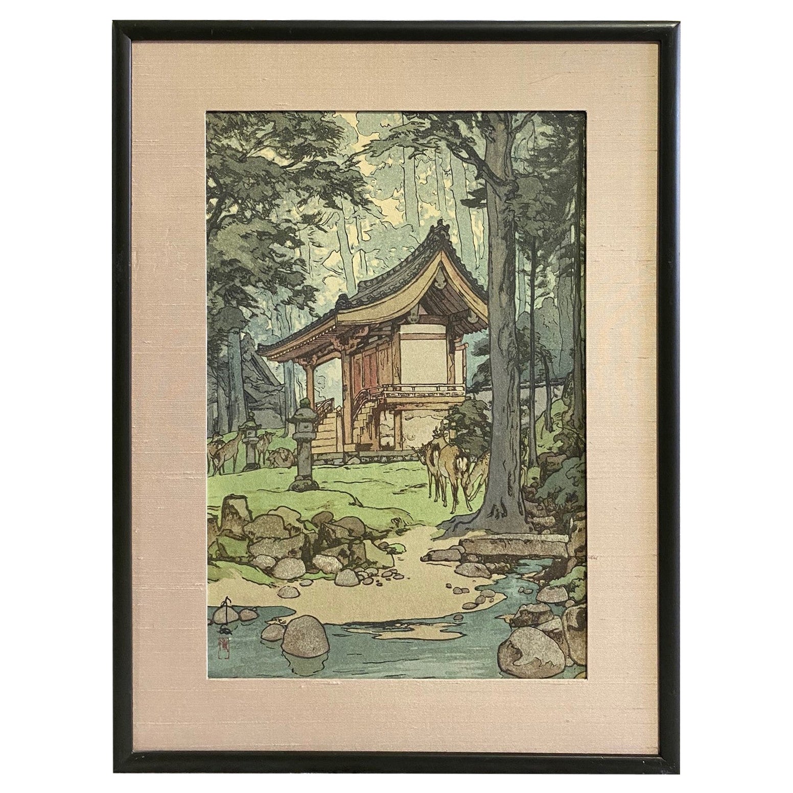 Beautiful Snow Scene with Temple, Japanese Ukiyo-E Woodblock Print at ...
