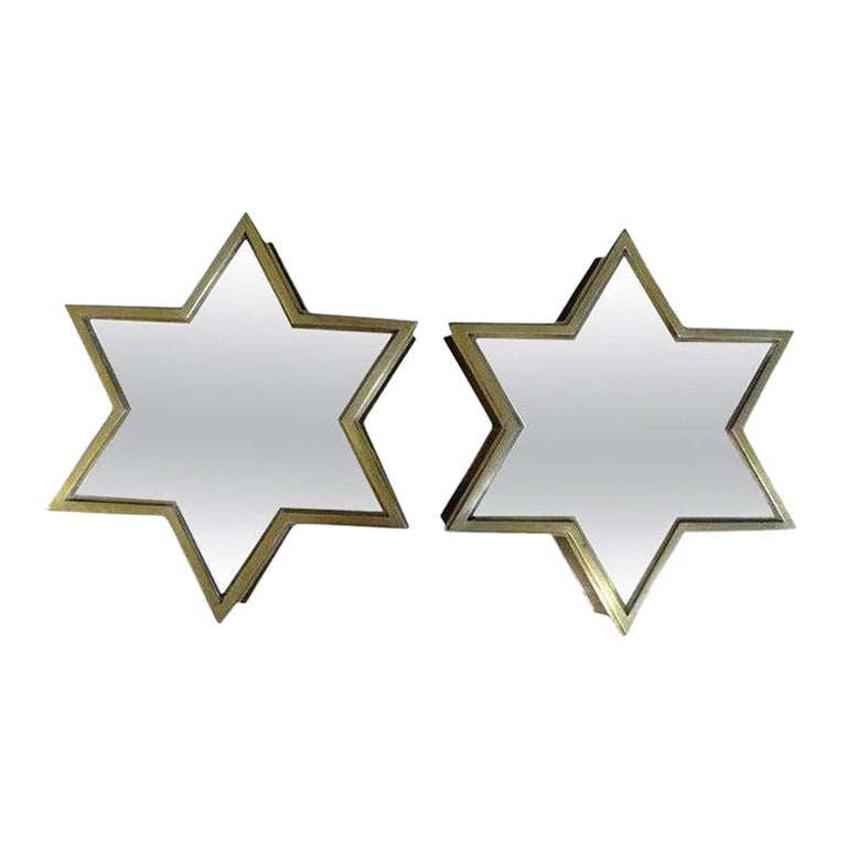 Italian Brass Star Mirrors-A Pair For Sale at 1stDibs