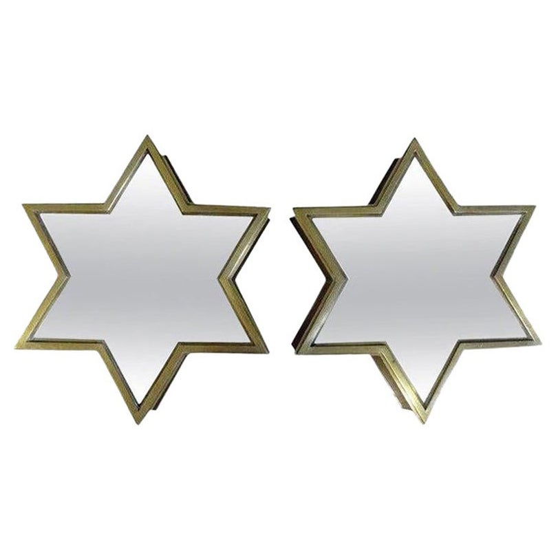 Renzo Rutili Brass Clad Star Mirror at 1stDibs